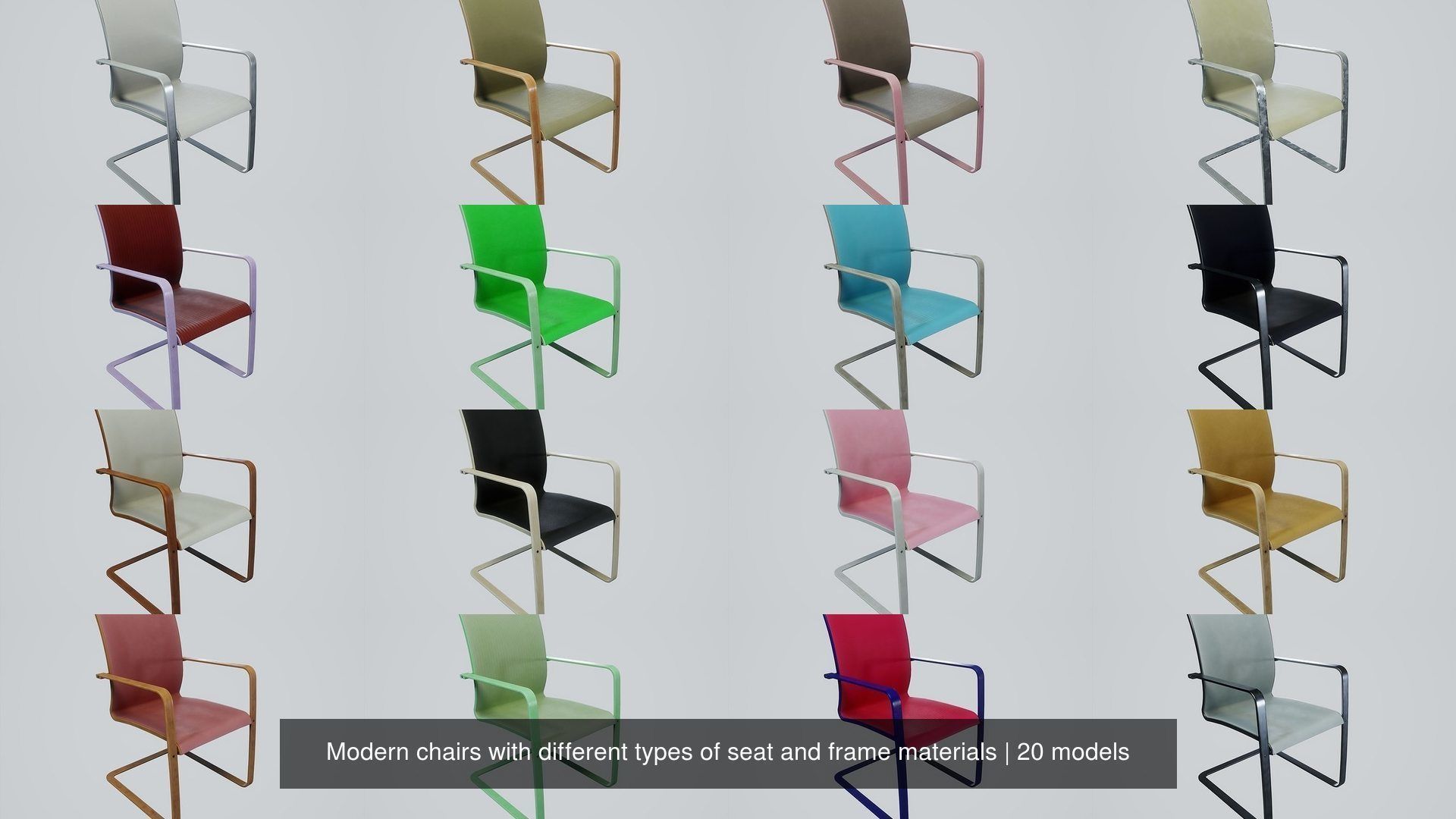 3D Model Collection Modern chairs with different types of seat and ...