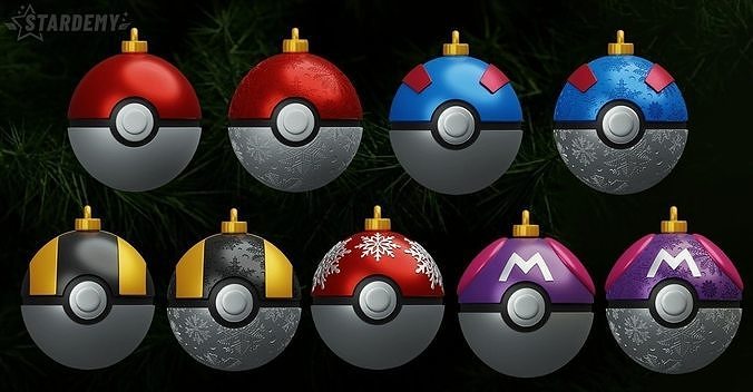 Pokeball Christmas Ornaments Pokemon 3D model 3D printable | CGTrader