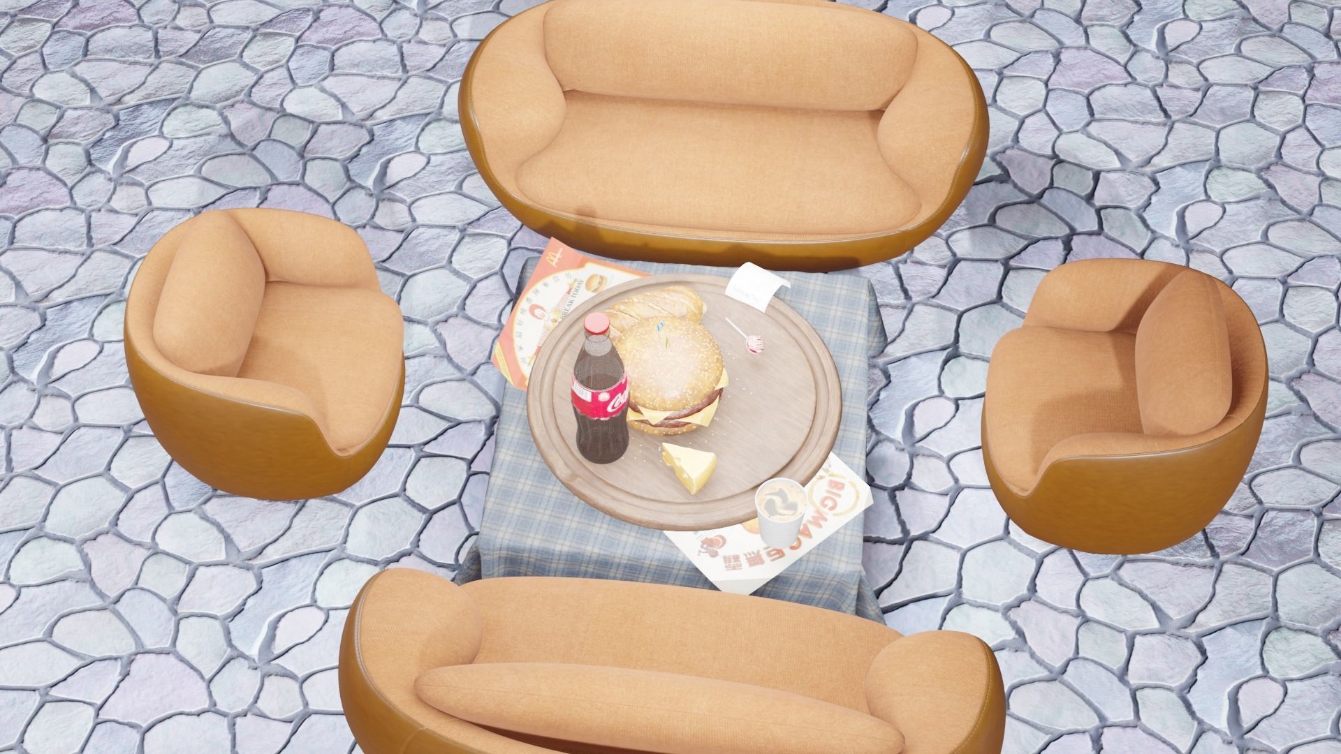 3D model Restaurant Table Chair Configuration Setups Family 3D model VR ...