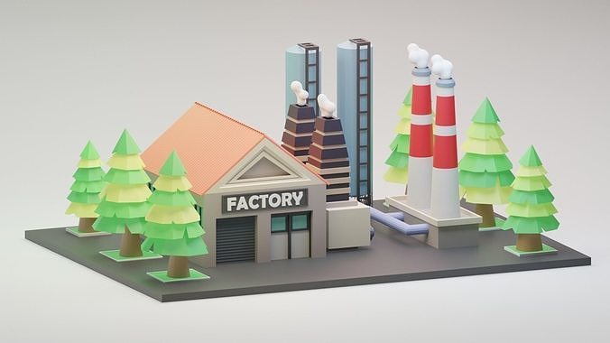 3D model cartoon factory 01 VR / AR / low-poly | CGTrader