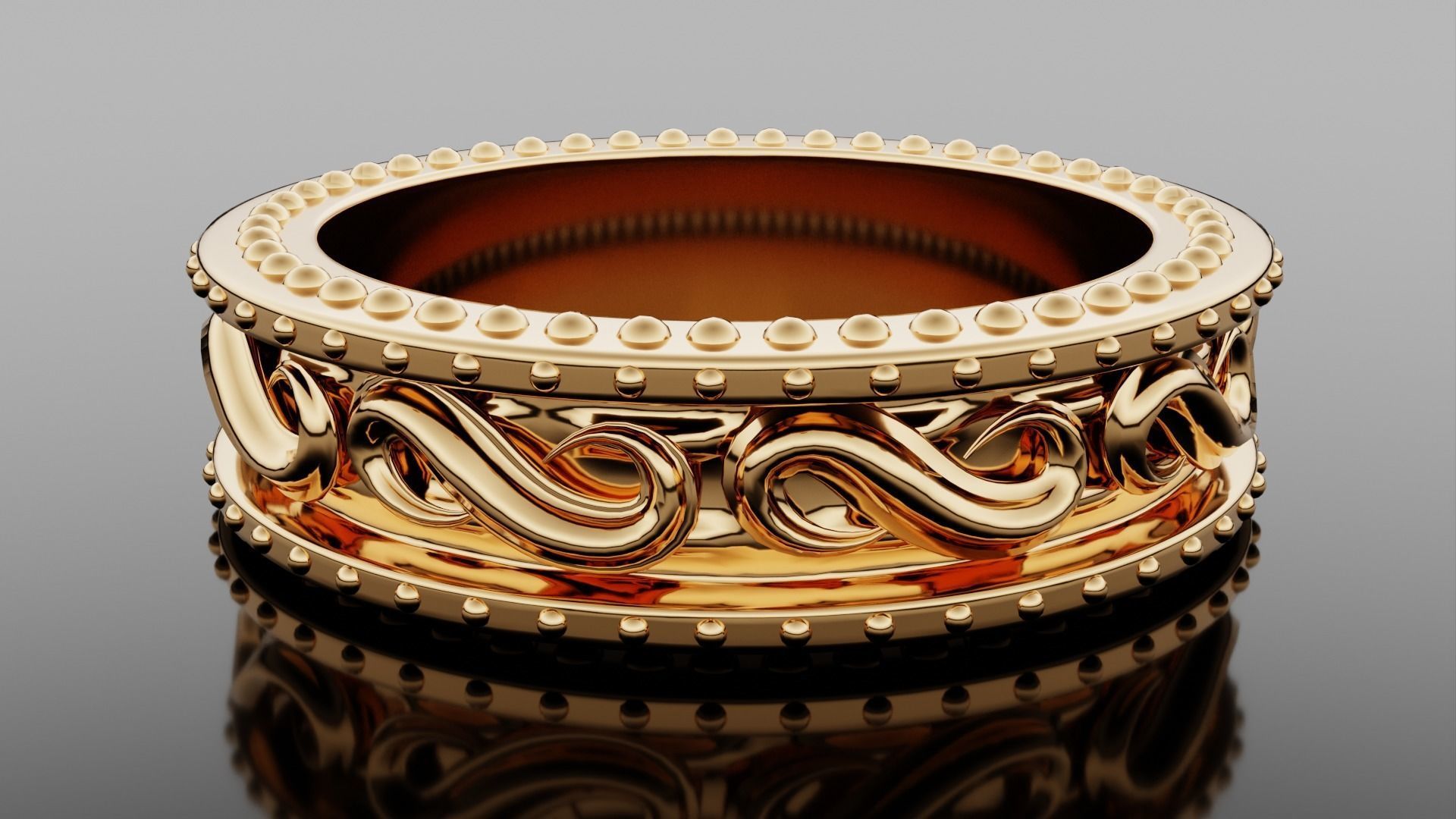 Stylized ring with patterns 3D print model 3D model 3D printable | CGTrader