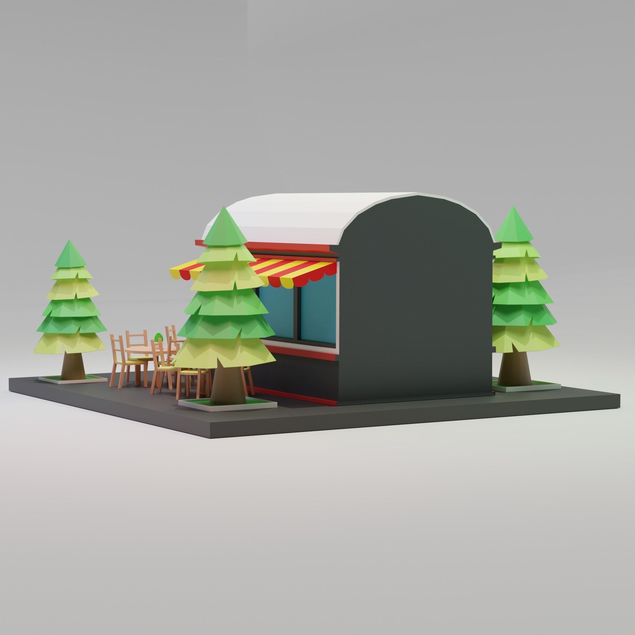 3D model cartoon cafe 01 VR / AR / low-poly | CGTrader