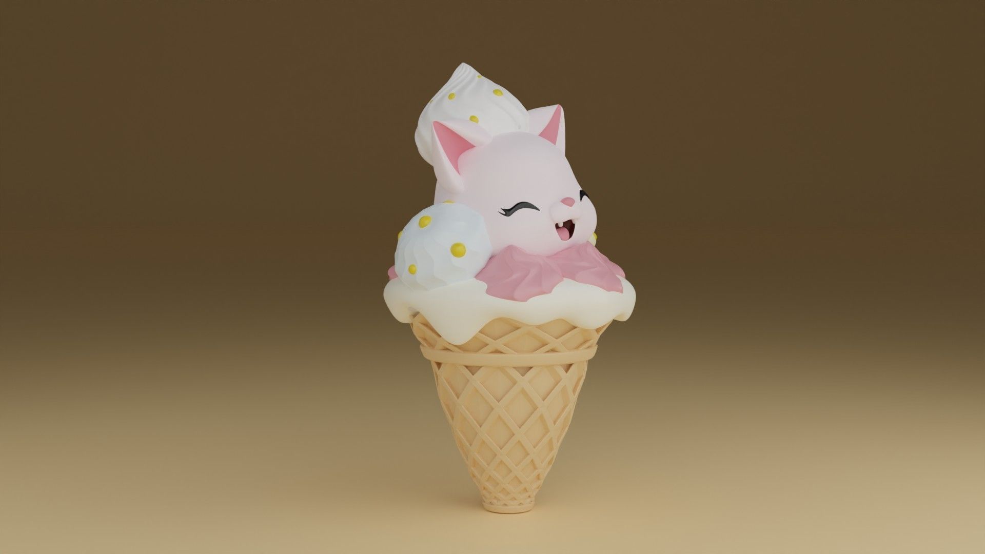 cat in ice cream 3D model 3D printable | CGTrader