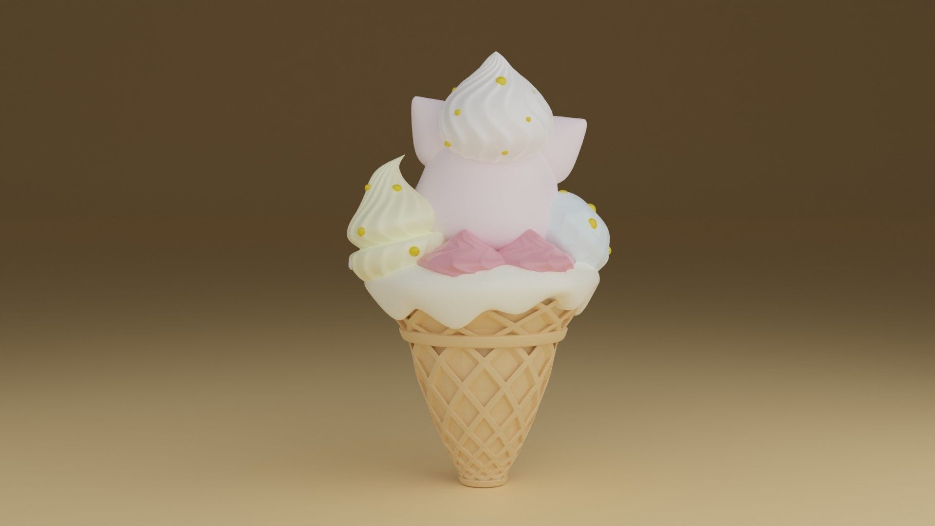 cat in ice cream 3D model 3D printable | CGTrader