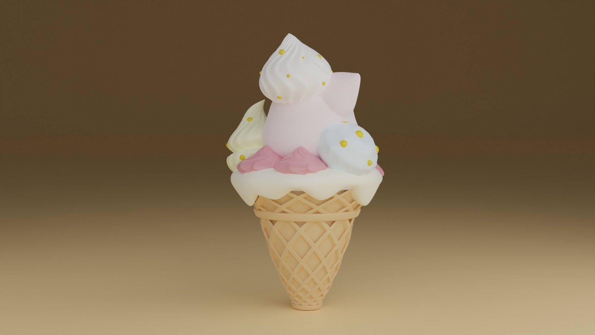cat in ice cream 3D model 3D printable | CGTrader
