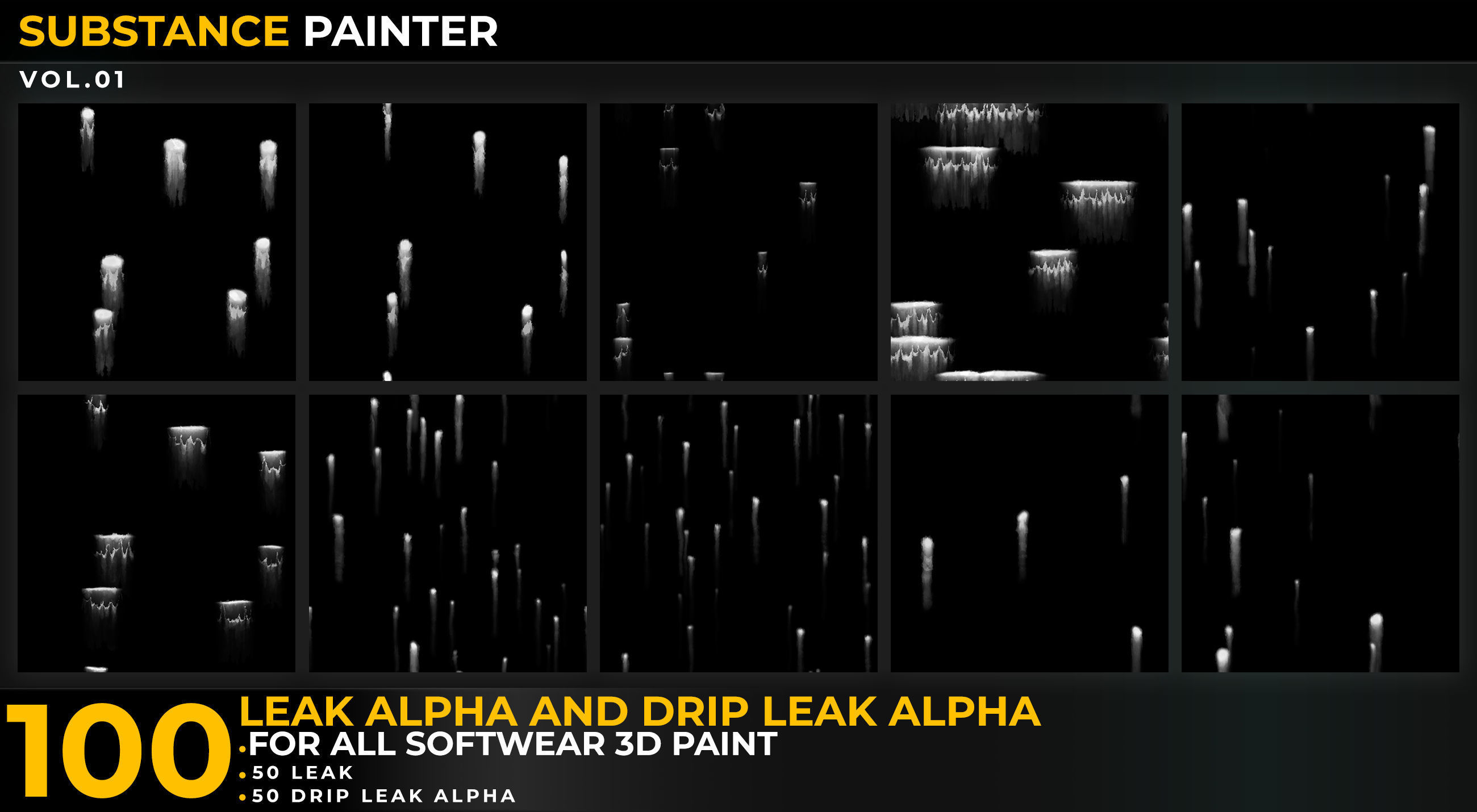 100 Leak Alpha And Drip Leak Vol 01 Texture | CGTrader