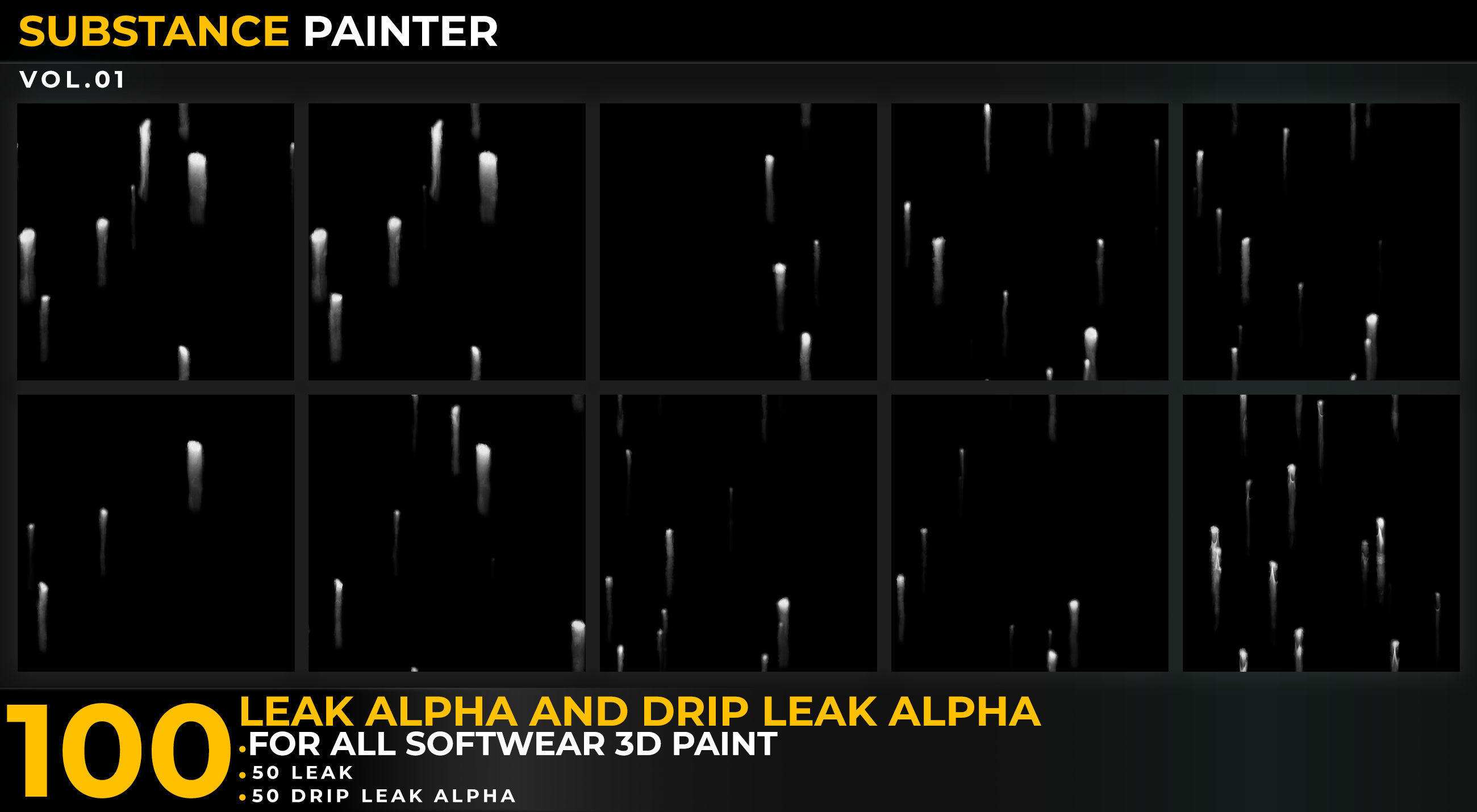 100 Leak Alpha And Drip Leak Vol 01 Texture | CGTrader