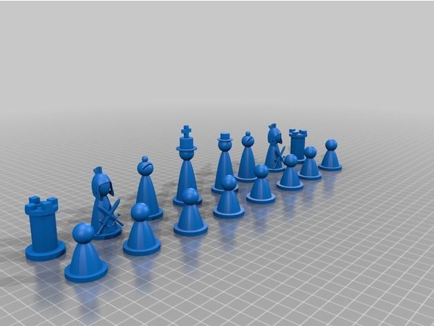 Chess board game with piece 3D model 3D printable | CGTrader