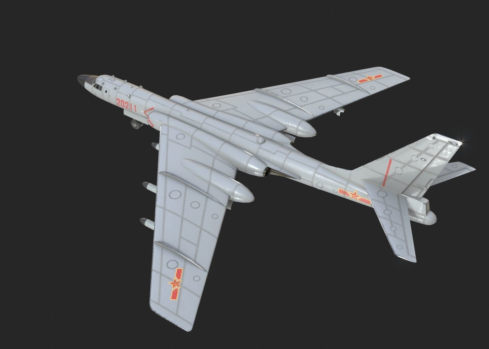 3D model Xian H-6K Strategic Bomber H6K Tu-16 Tu16 Bomber VR / AR / low ...