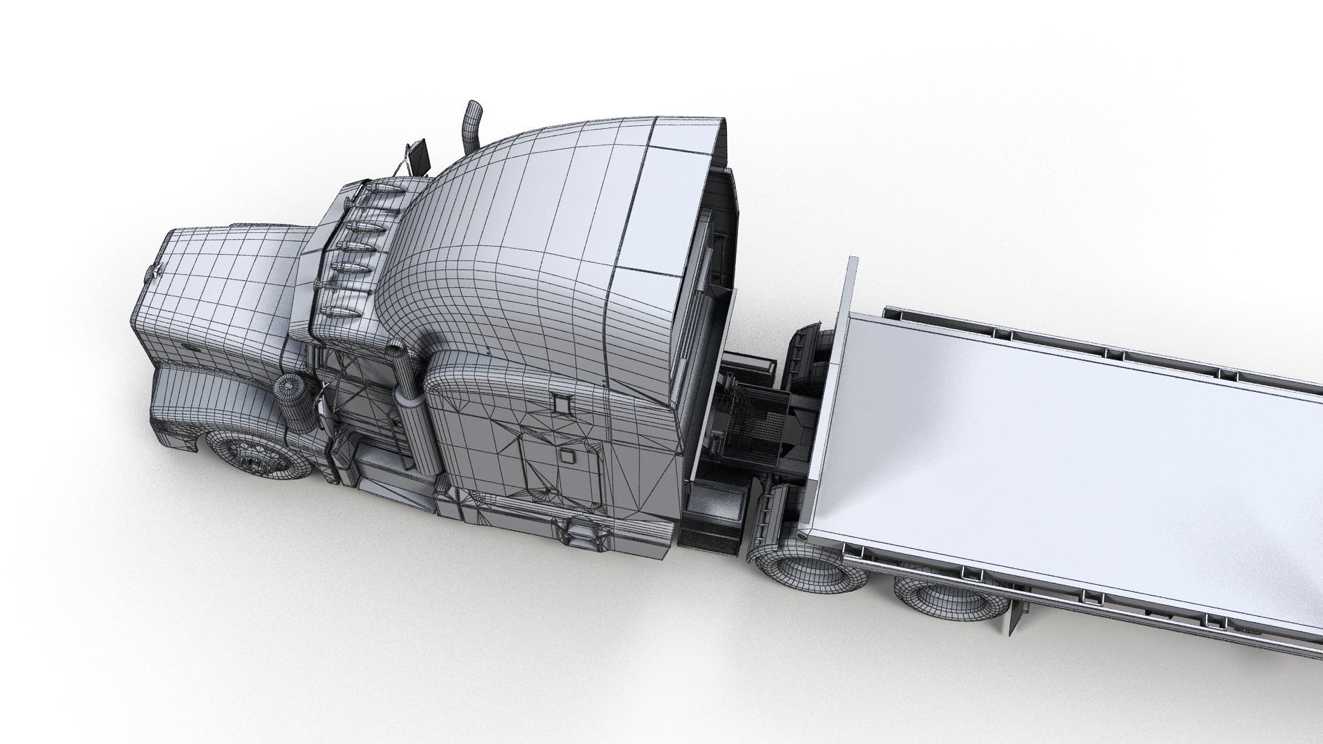 3D model Peterbilt 377 flatbed trailer truck VR / AR / low-poly | CGTrader