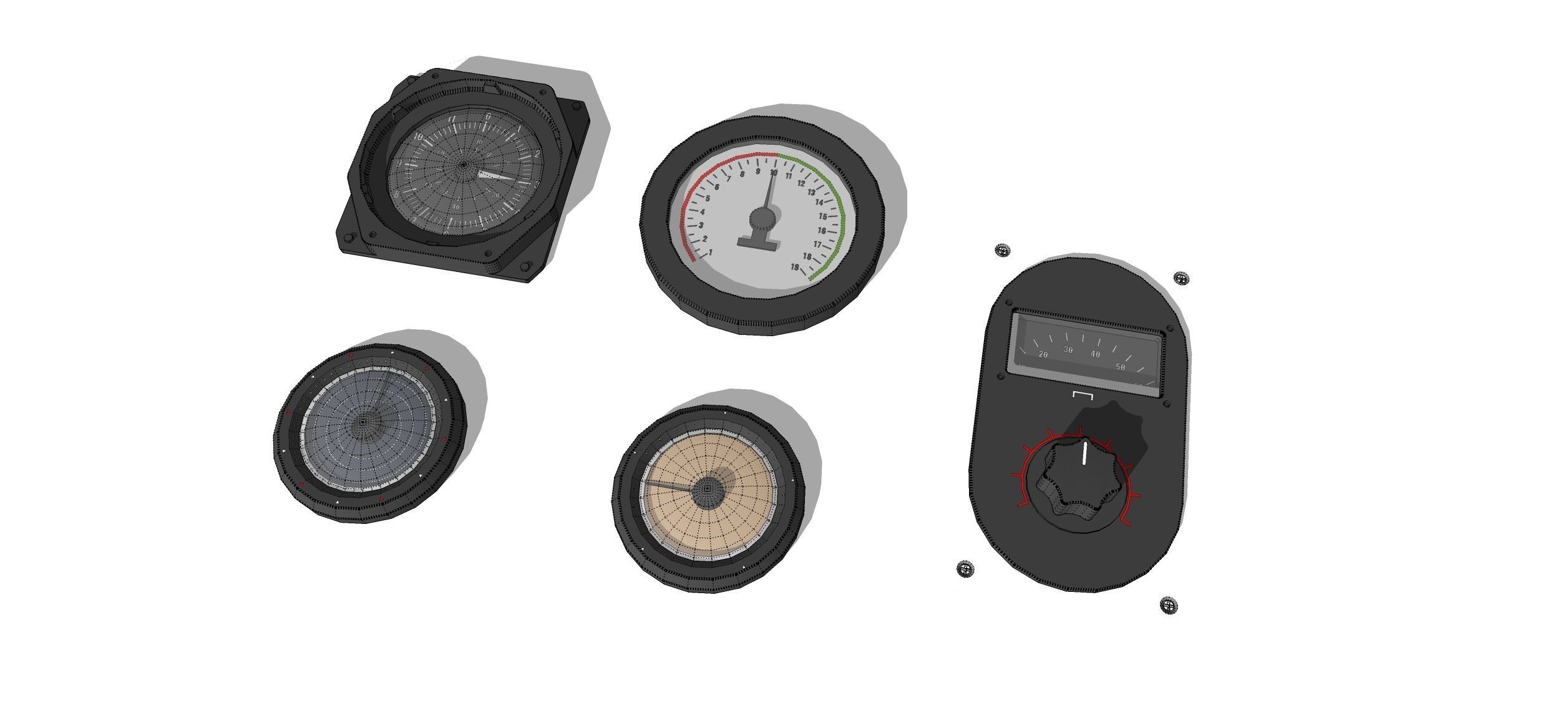 Dashboard 5 control panel with buttons and knobs 3D model | CGTrader