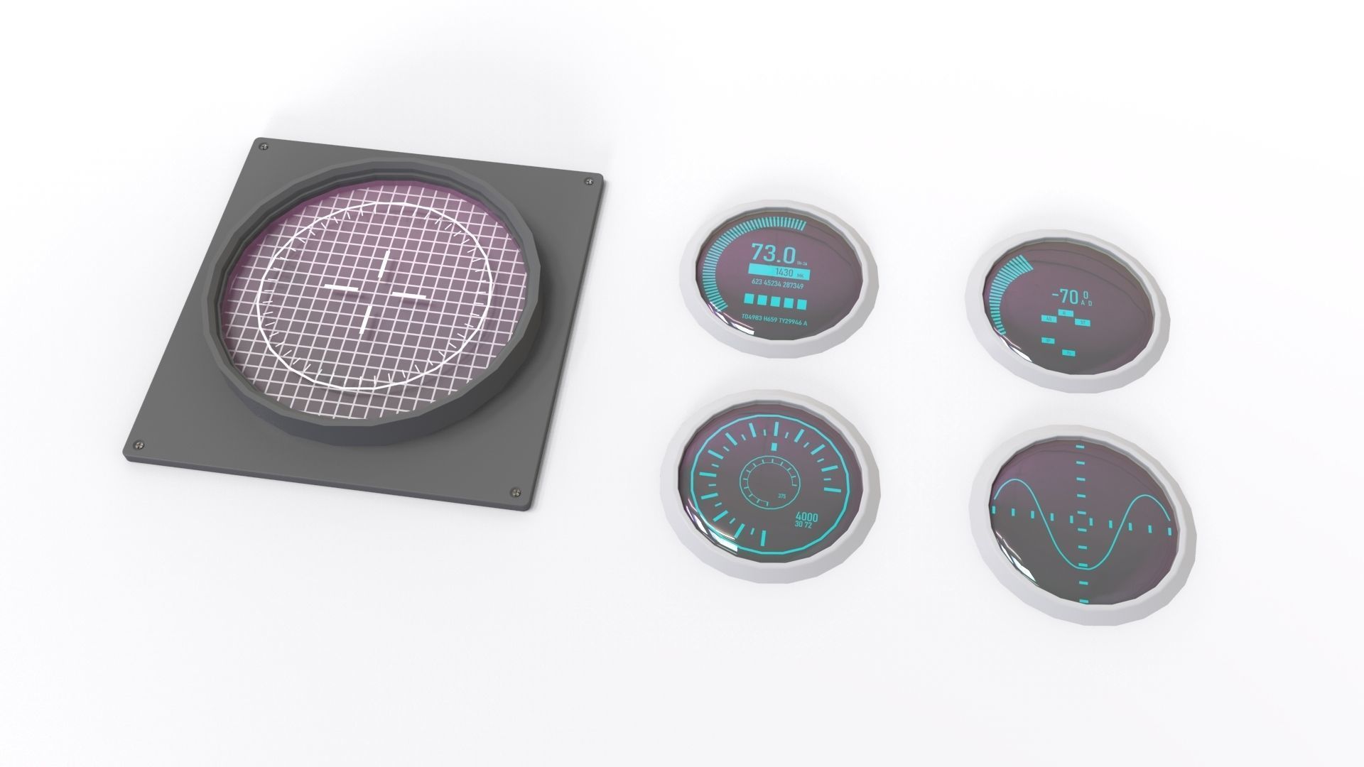 Dashboard 5 control panel with buttons and knobs 3D model | CGTrader