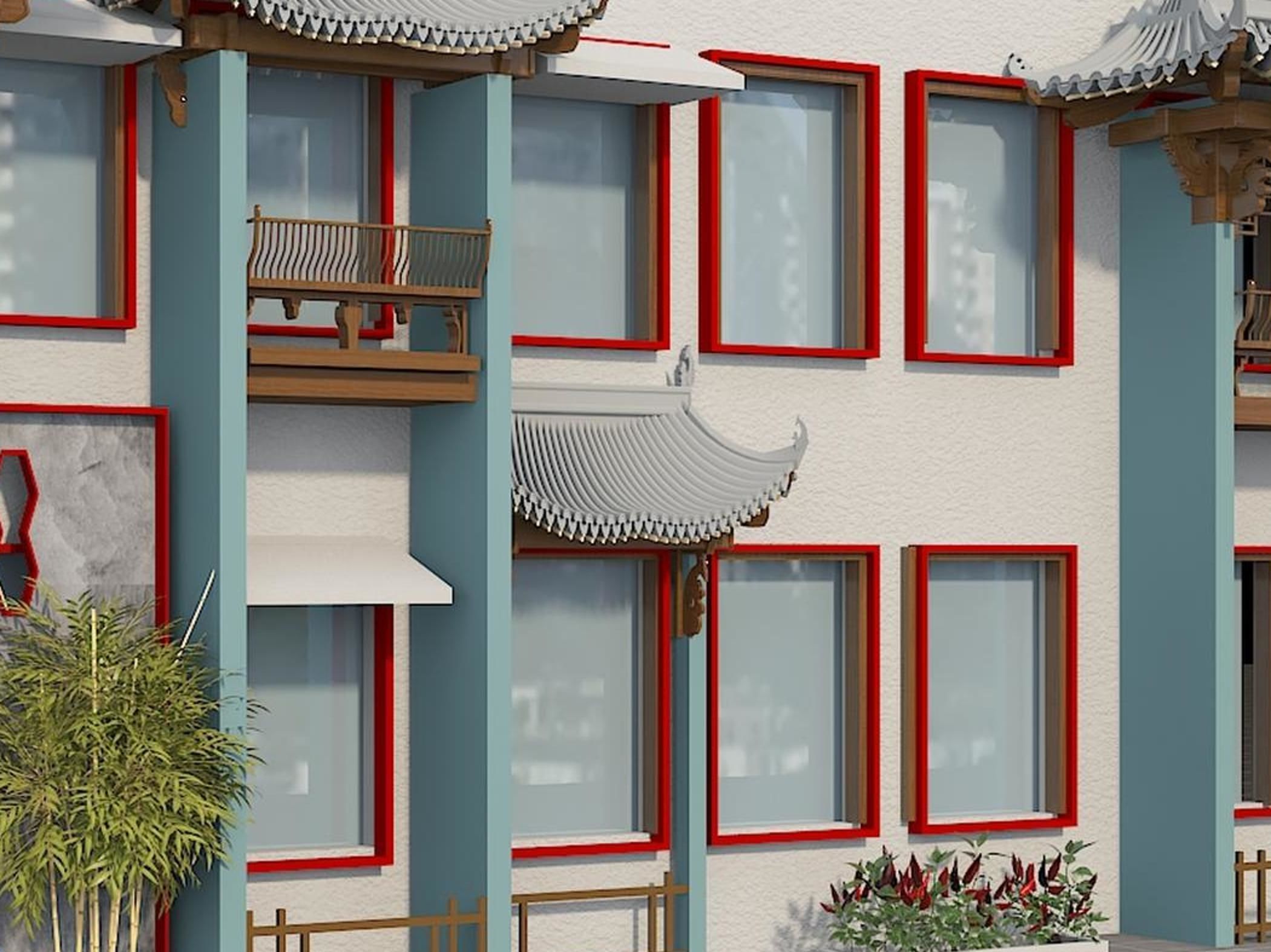 Chinese style commercial storefront 3D model | CGTrader