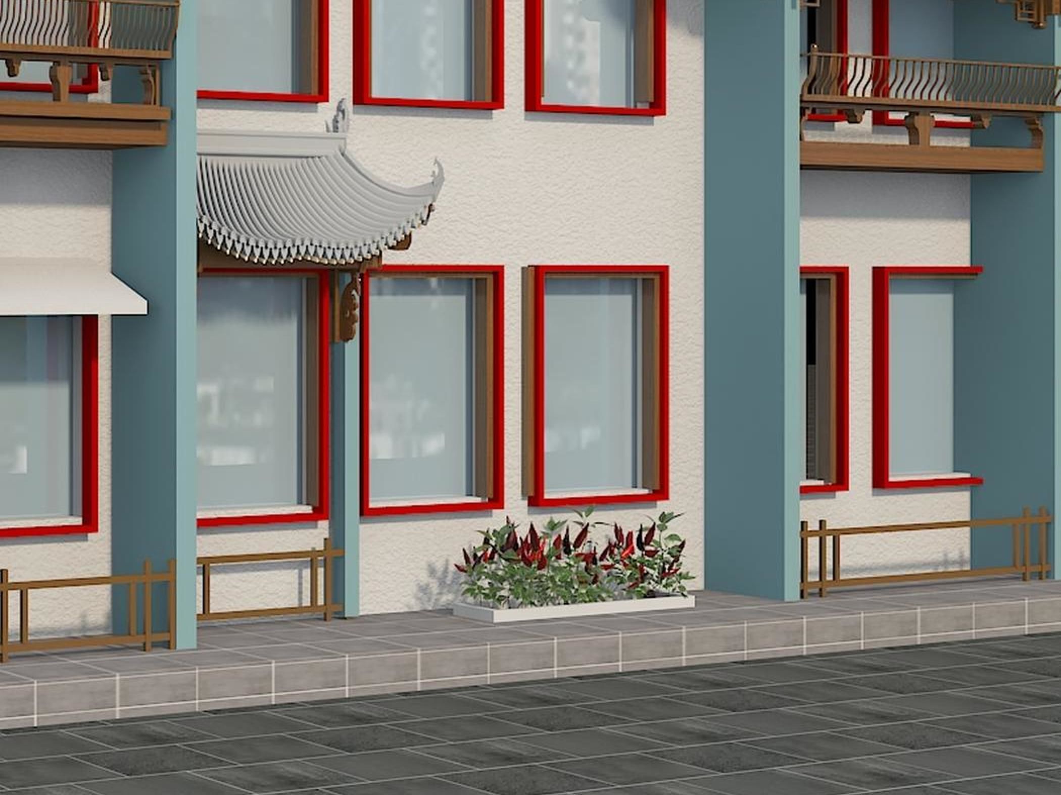 Chinese style commercial storefront 3D model | CGTrader
