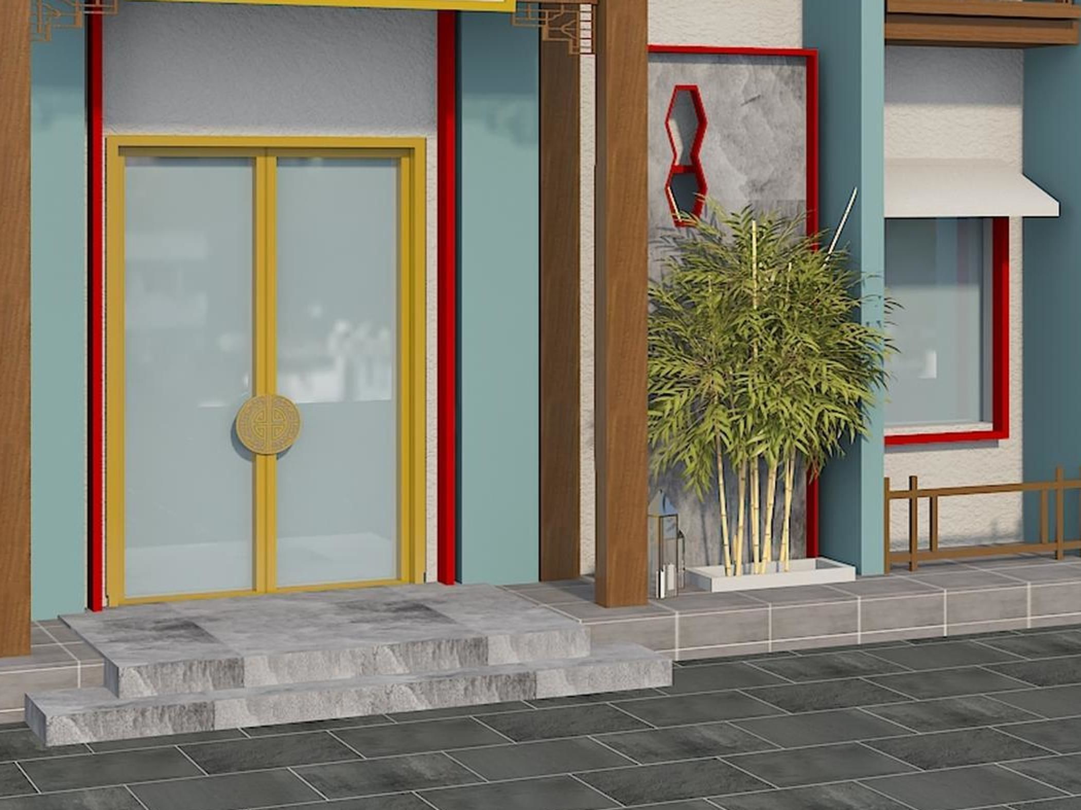Chinese style commercial storefront 3D model | CGTrader