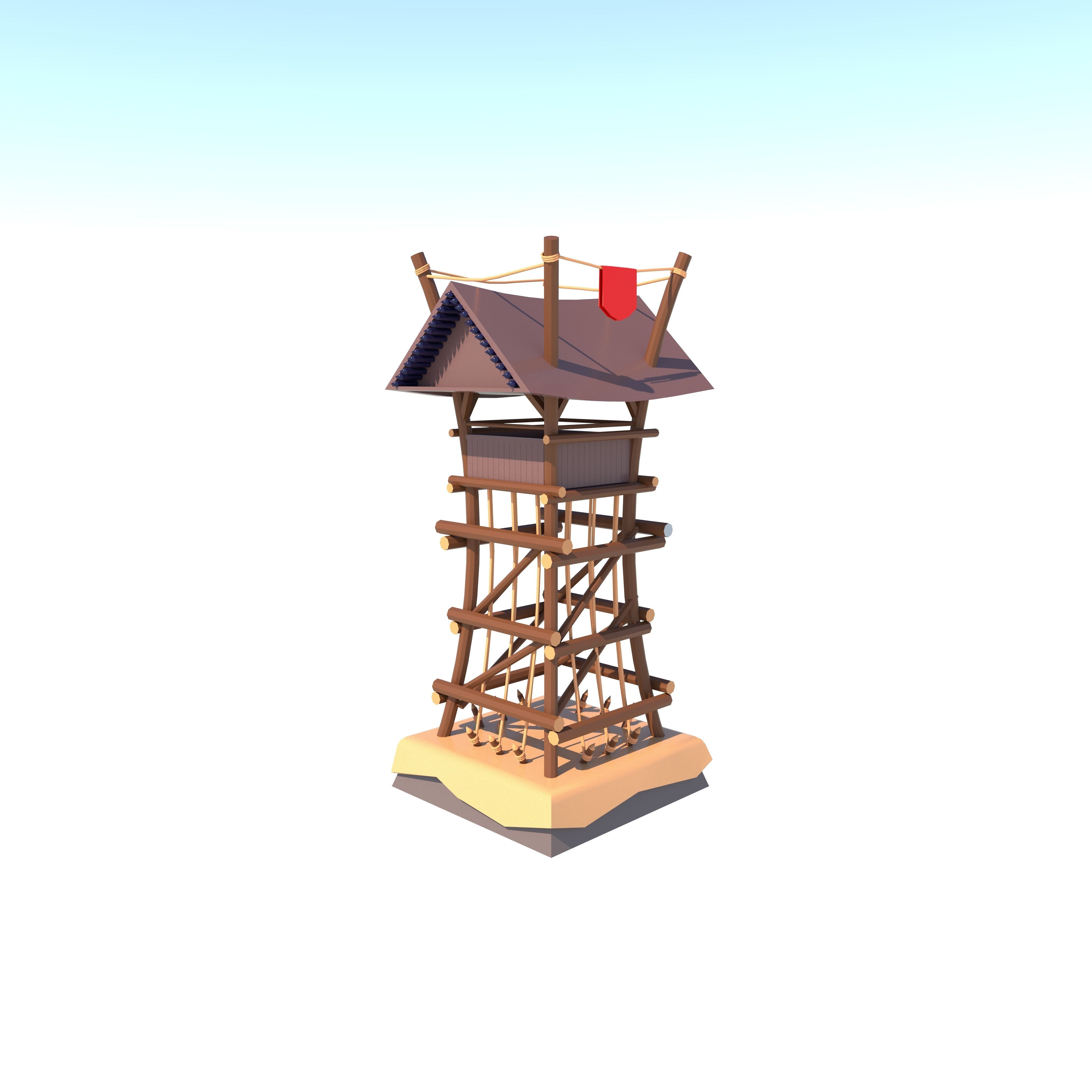 3D model watch tower VR / AR / low-poly | CGTrader