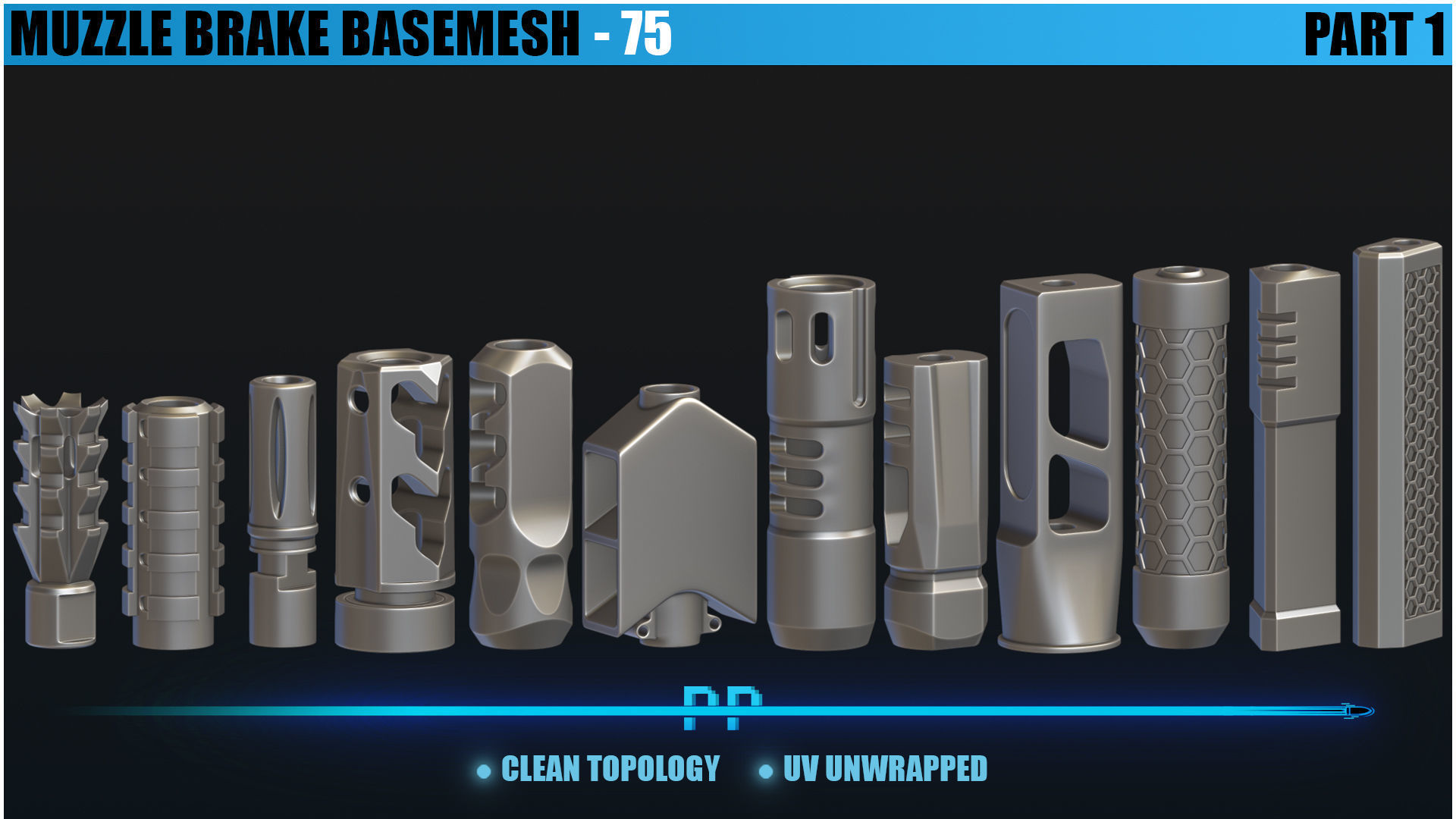 3D model 75 Muzzle brake basemesh VR / AR / low-poly | CGTrader