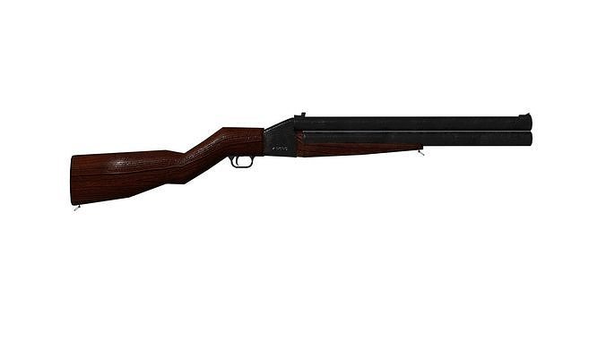 3D model Old Damaged Double Barrel 4Bore Rifle VR / AR / low-poly ...