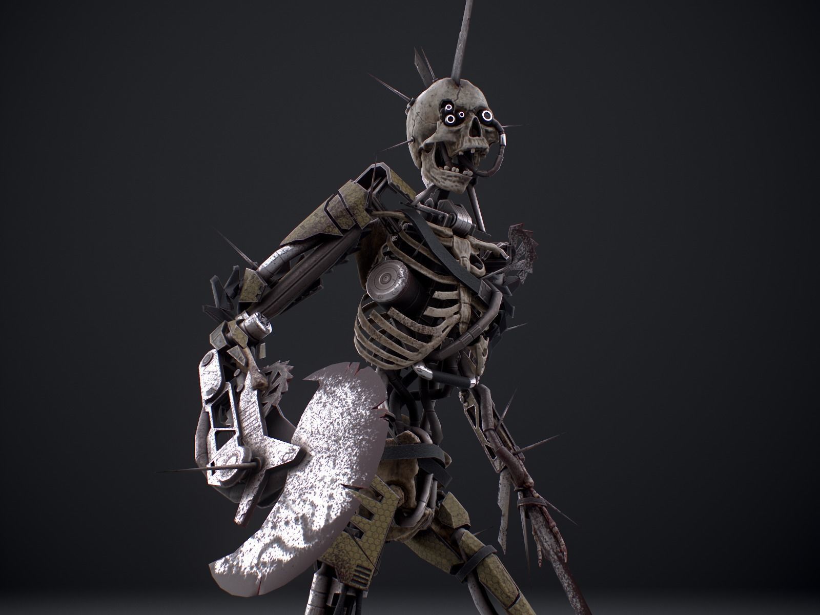 Mechanical monster skeleton lowpoly gameready monster model free VR ...