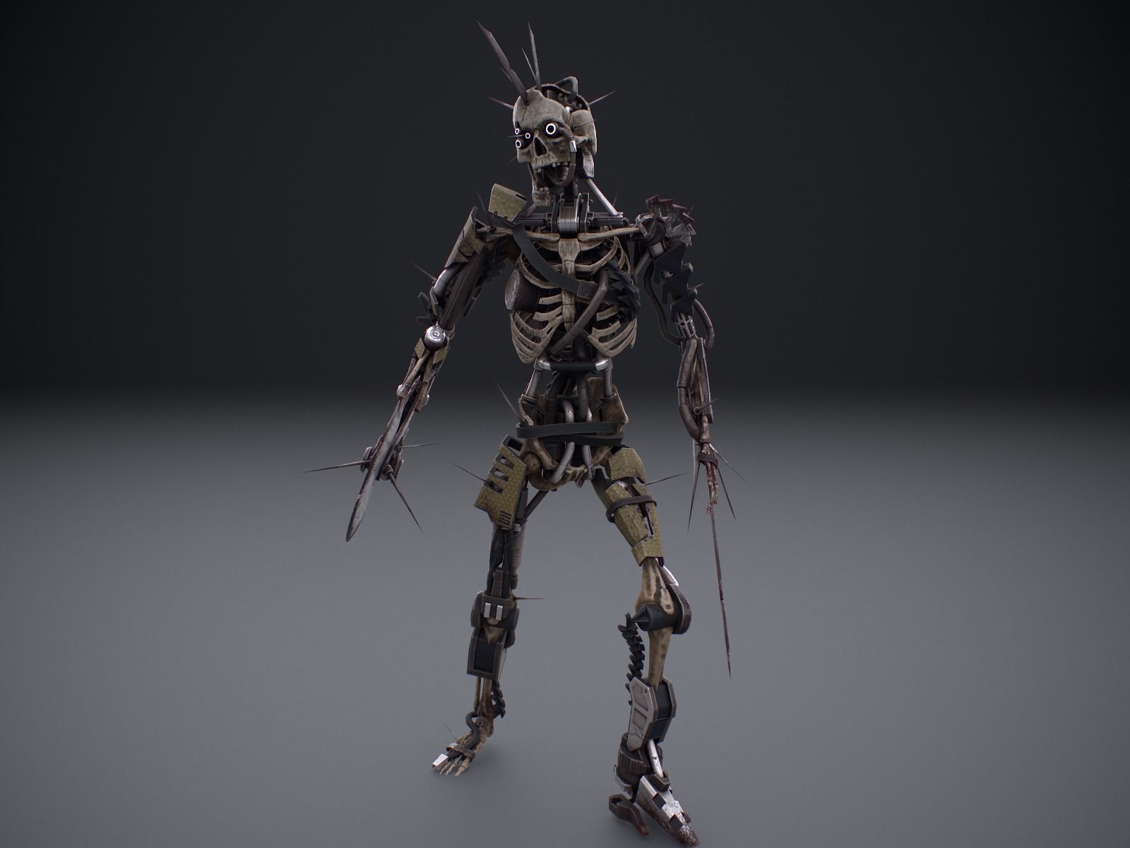 Mechanical monster skeleton lowpoly gameready monster model free VR ...