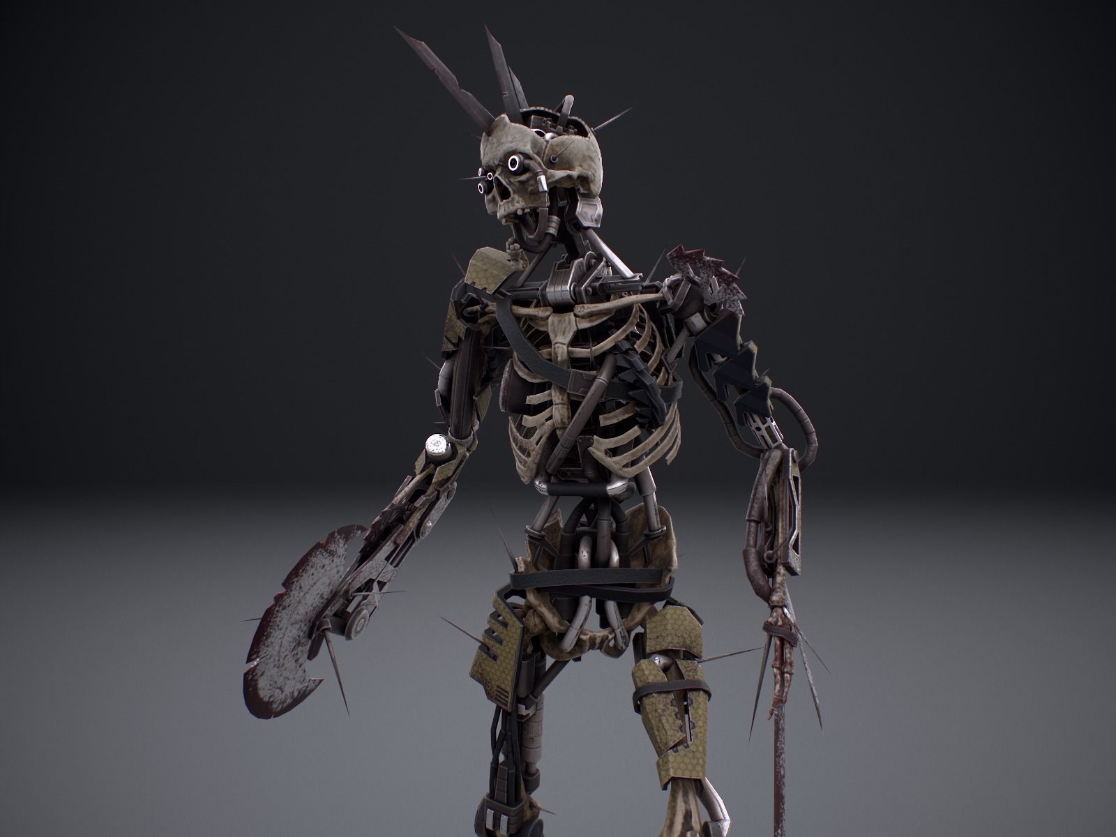 Mechanical monster skeleton lowpoly gameready monster model free VR ...