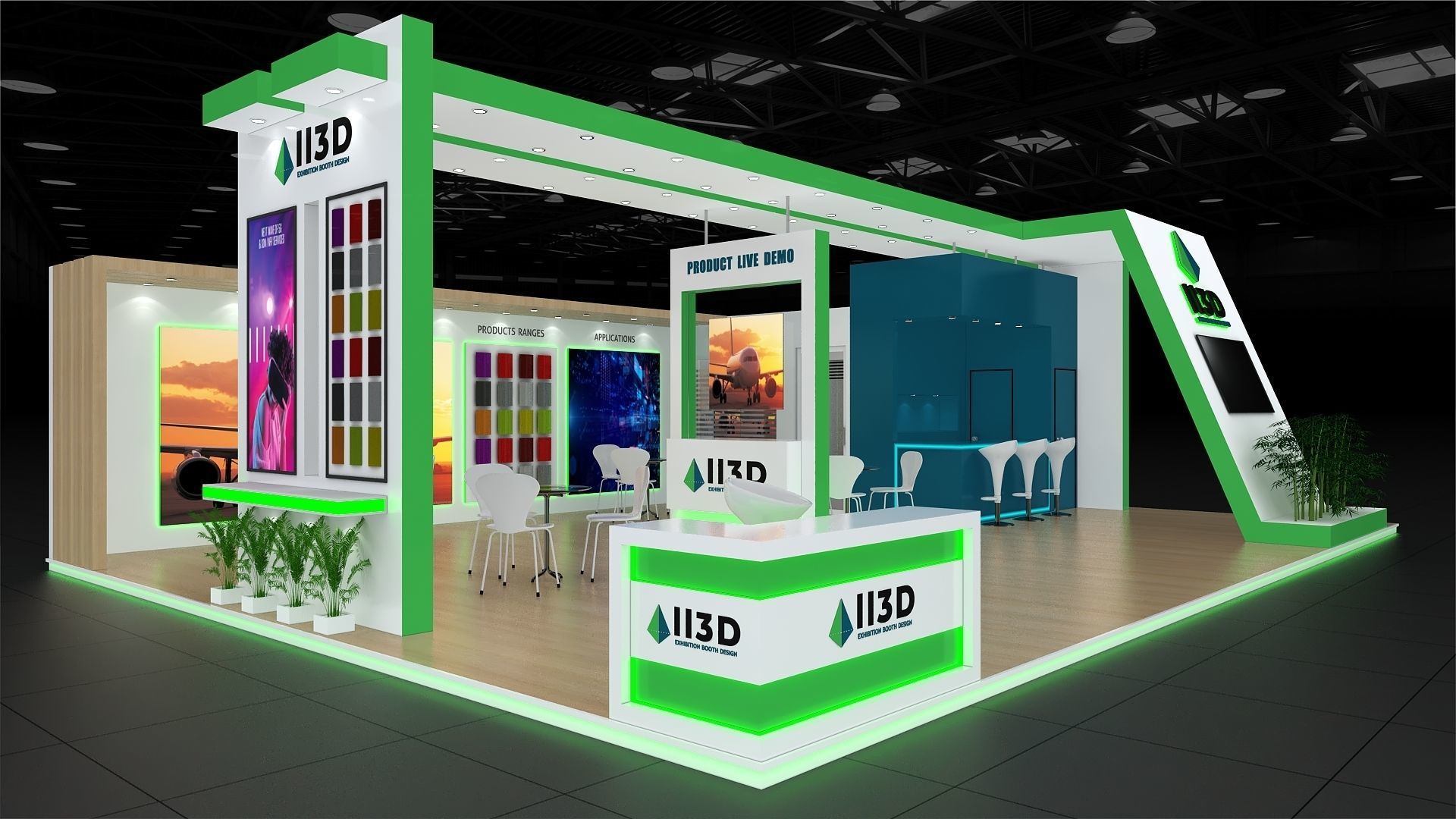 Exhibition Stand Stall Three Side Open 11X7 3D model | CGTrader