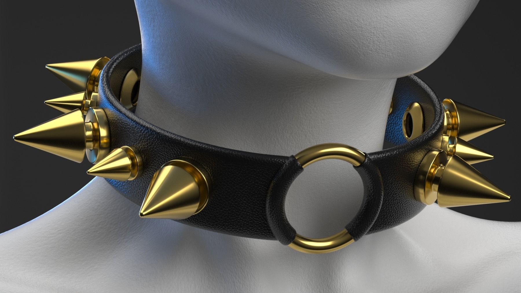 Cyberpunk Accessories Spike Choker Necklace 3D model | CGTrader