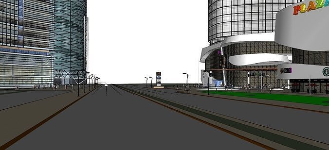 Commercial street building Shopping center Business buildings 3D model ...