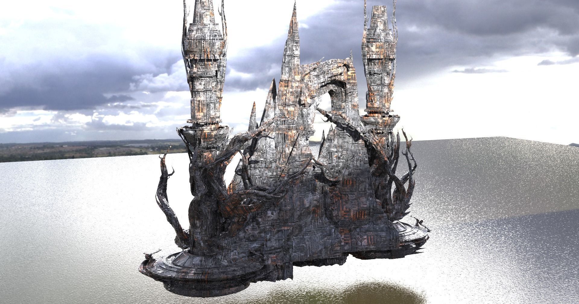 Winter White claw Tree Mountain castle 3D model | CGTrader