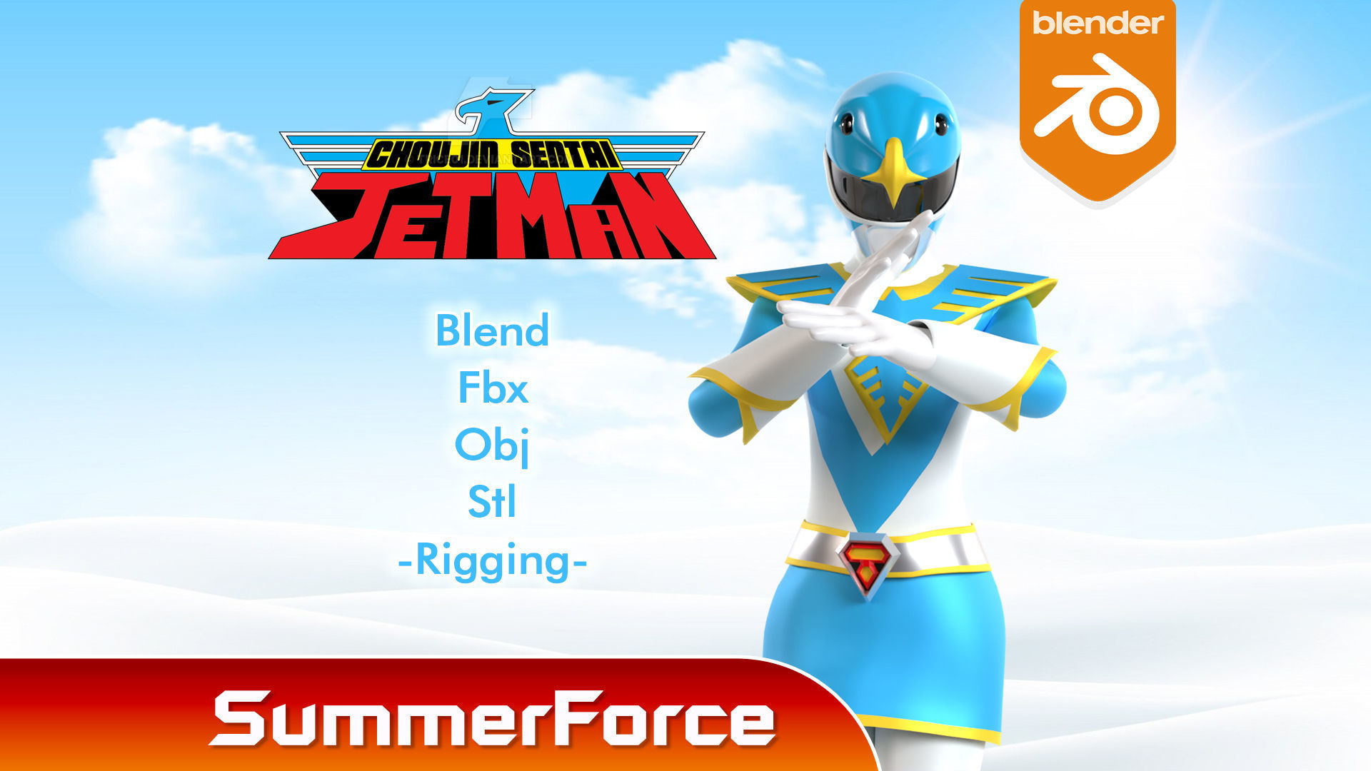 Blue Swallow - Chojin Sentai Jetman 3D model rigged | CGTrader