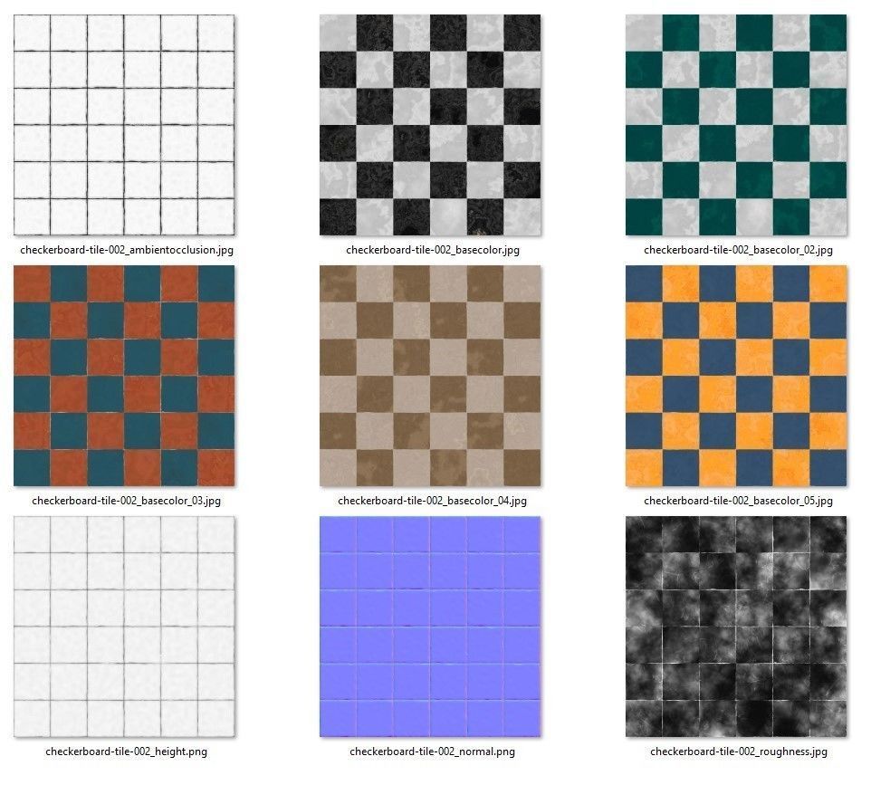 checkerboard tile PBR texture 002 Texture | CGTrader