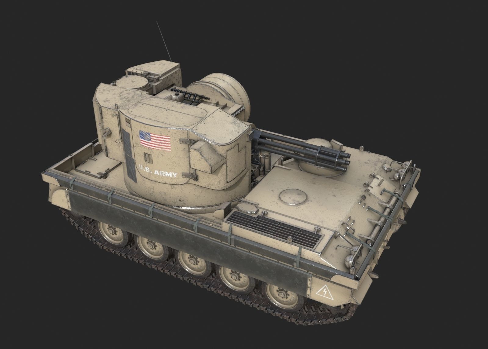3D model 3 Coatings of US Army T249 Vigilante self-propelled AA gun VR ...