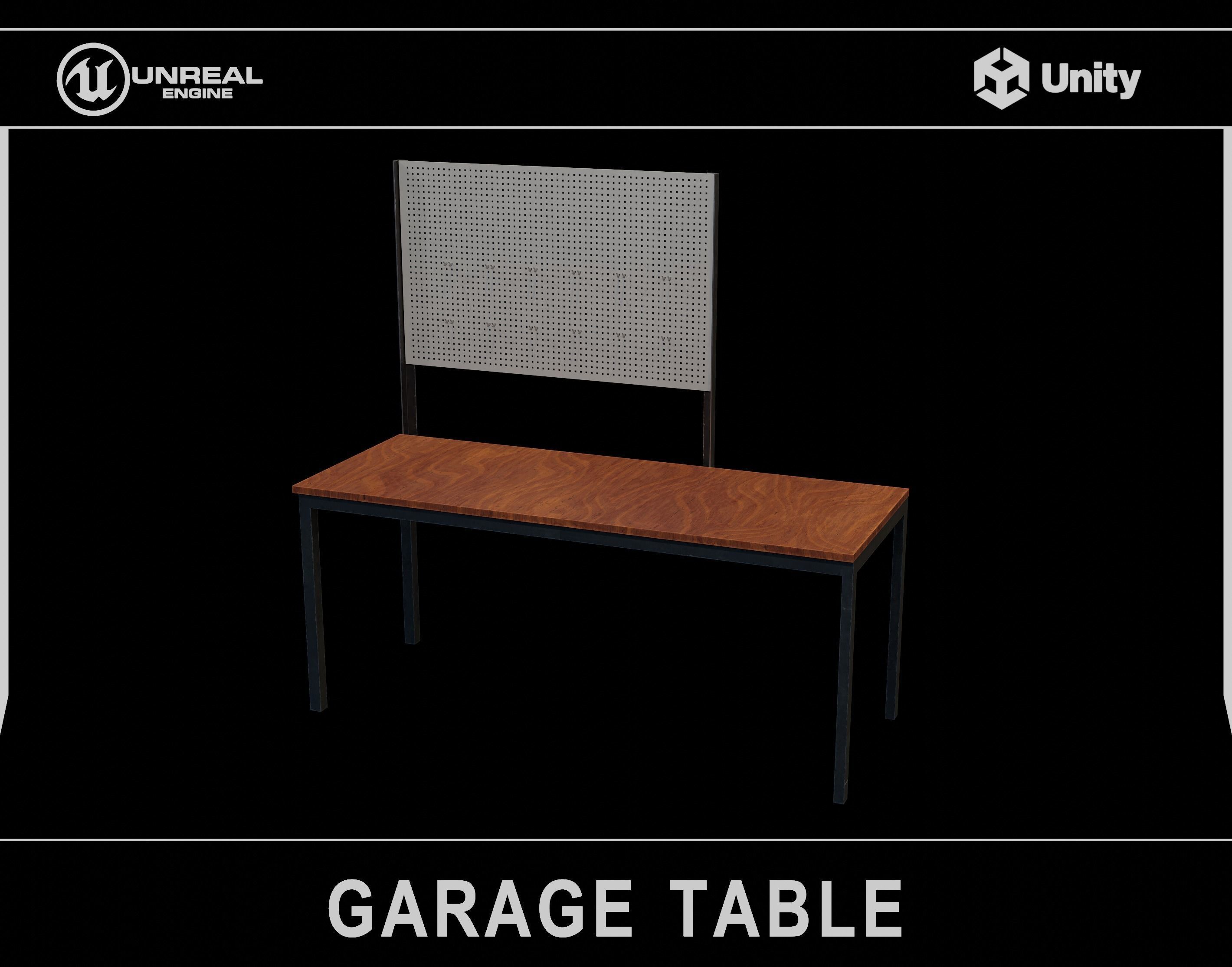 3D model Garage Workbench Table with Pegboard VR / AR / low-poly | CGTrader