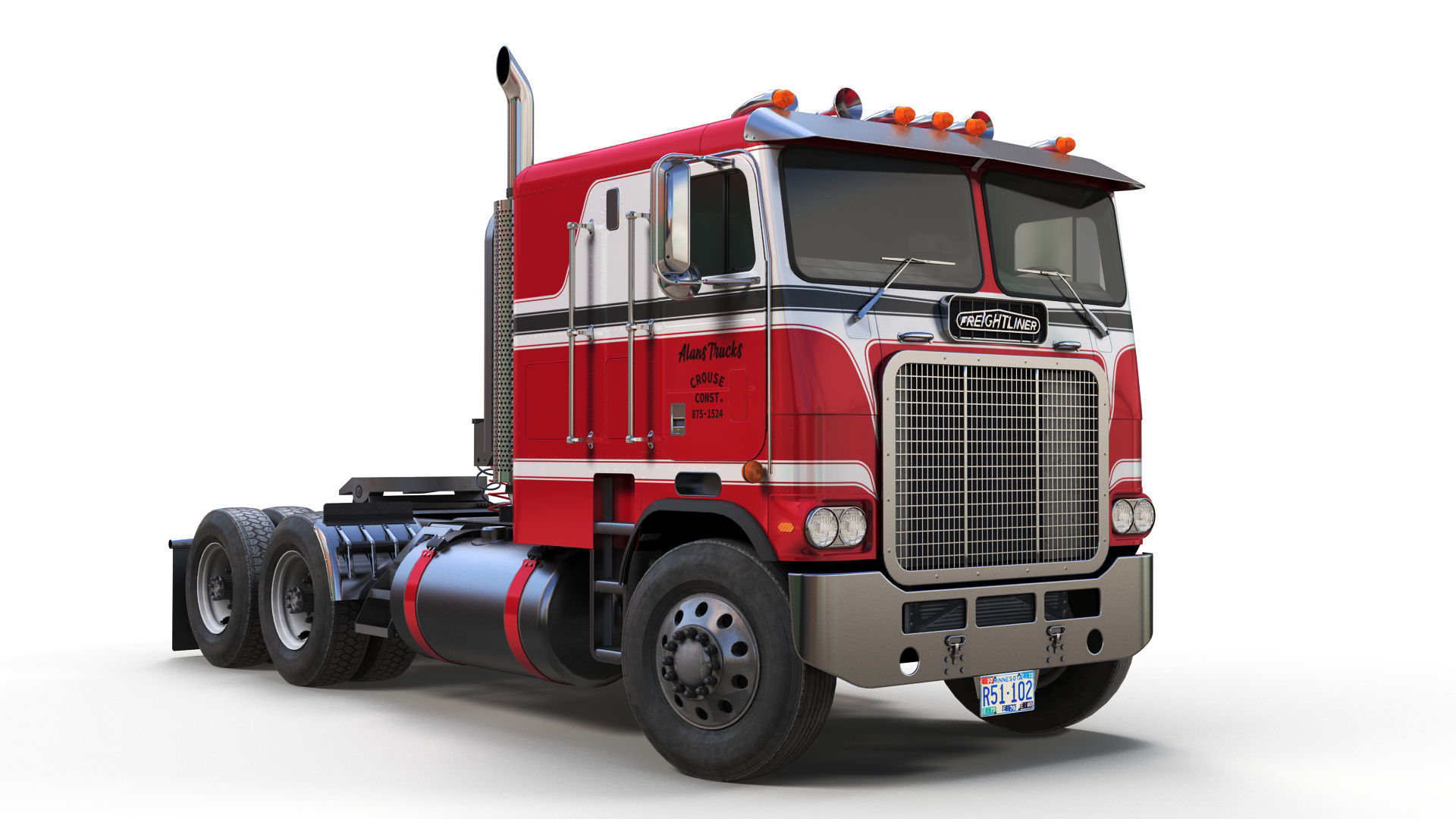 3D model Freightliner Powerliner dropdeck trailer VR / AR / low-poly ...