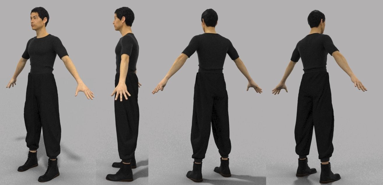 Techwear- A pose Outfitt Male Sport 3D model rigged | CGTrader