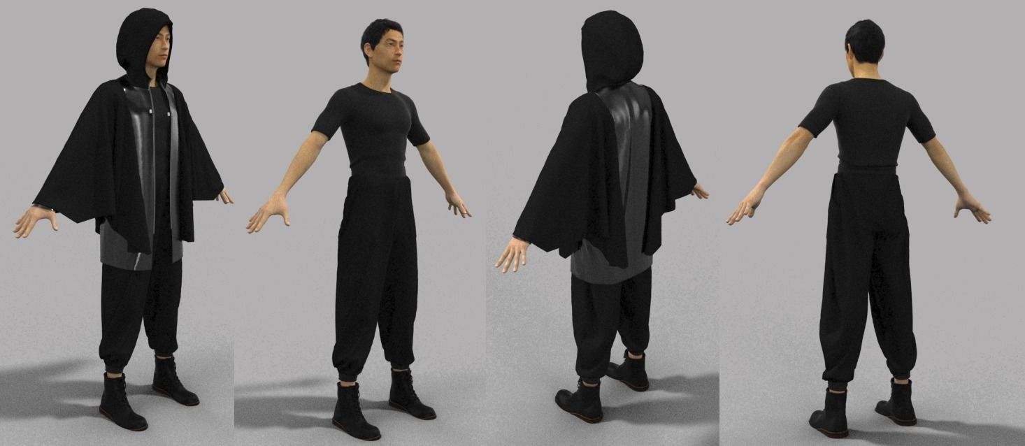 Techwear- A pose Outfitt Male Sport 3D model rigged | CGTrader