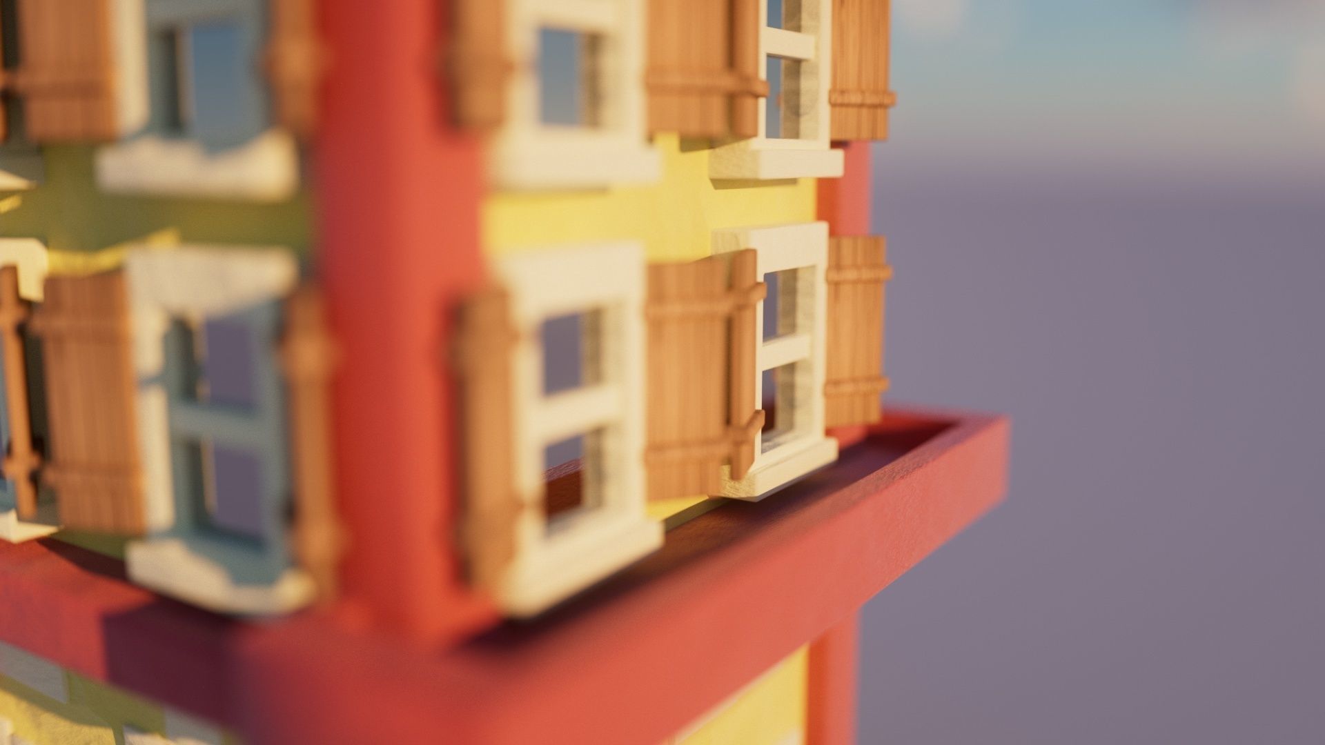 3D model Cute Apartment building - Cartoon style VR / AR / low-poly ...