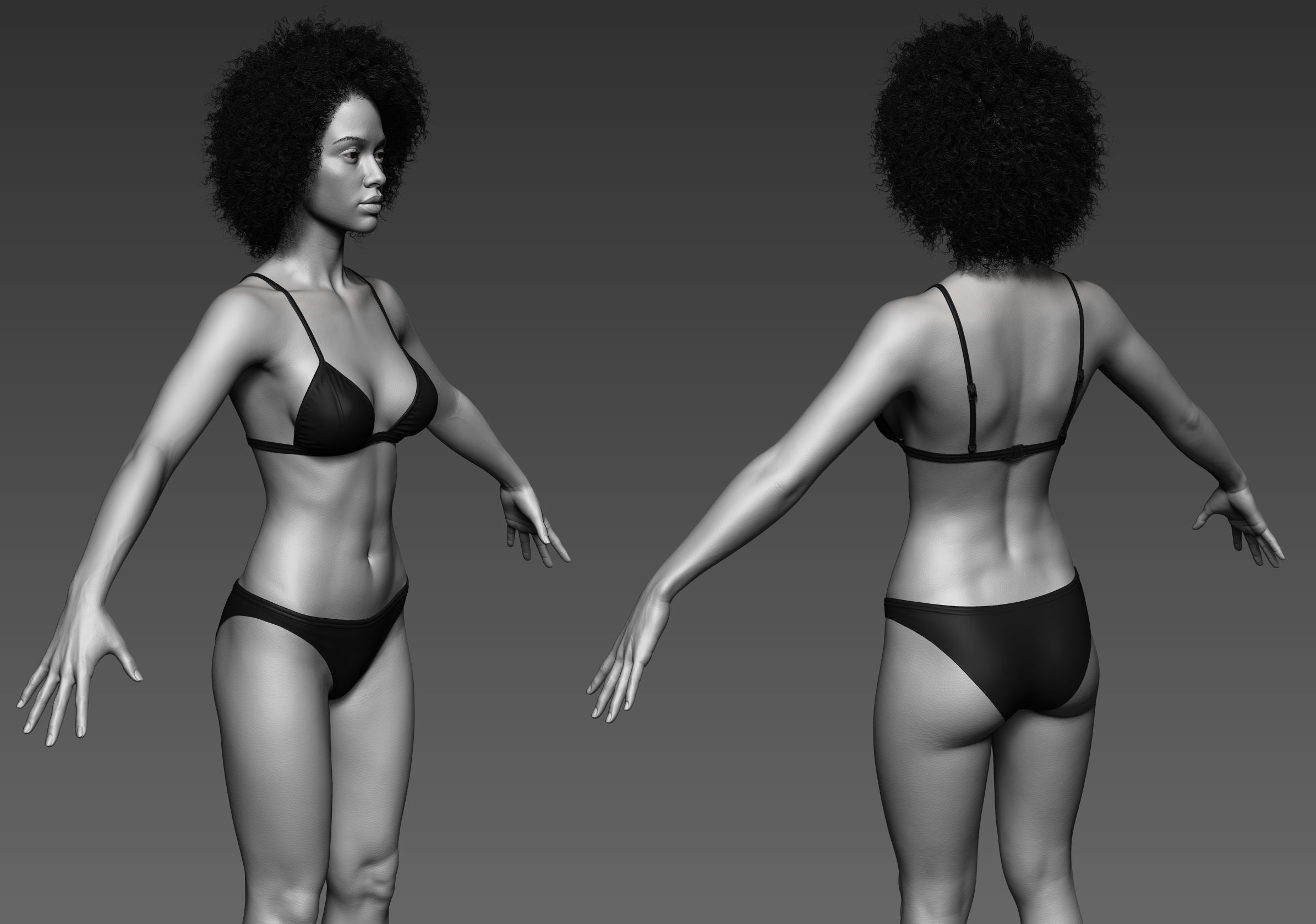 Full body black female 3d model 3D model | CGTrader