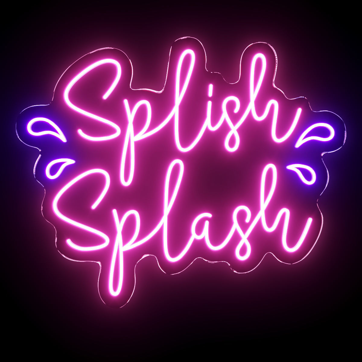 Splish Splash Neon Sign 3D model | CGTrader