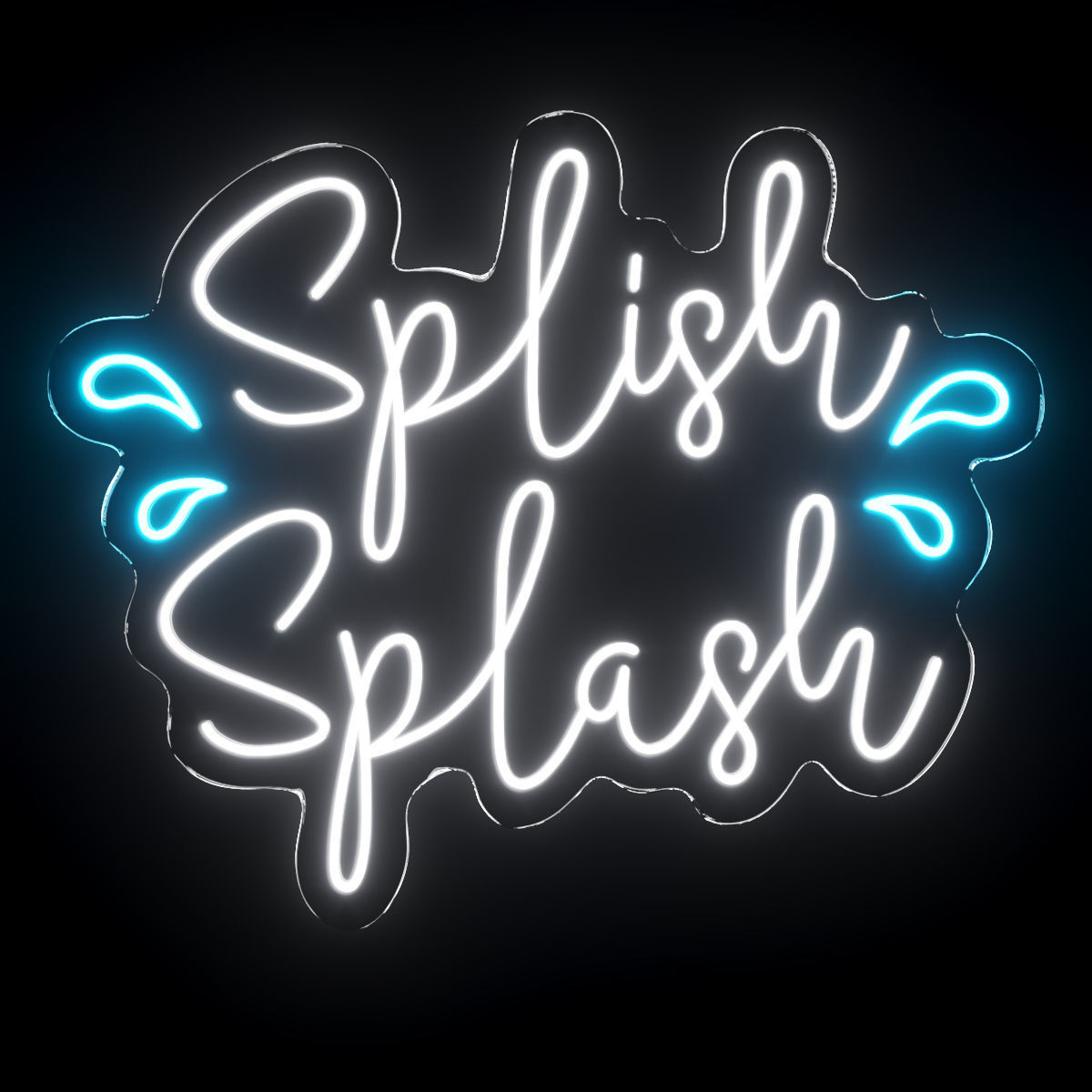 Splish Splash Neon Sign 3D model | CGTrader