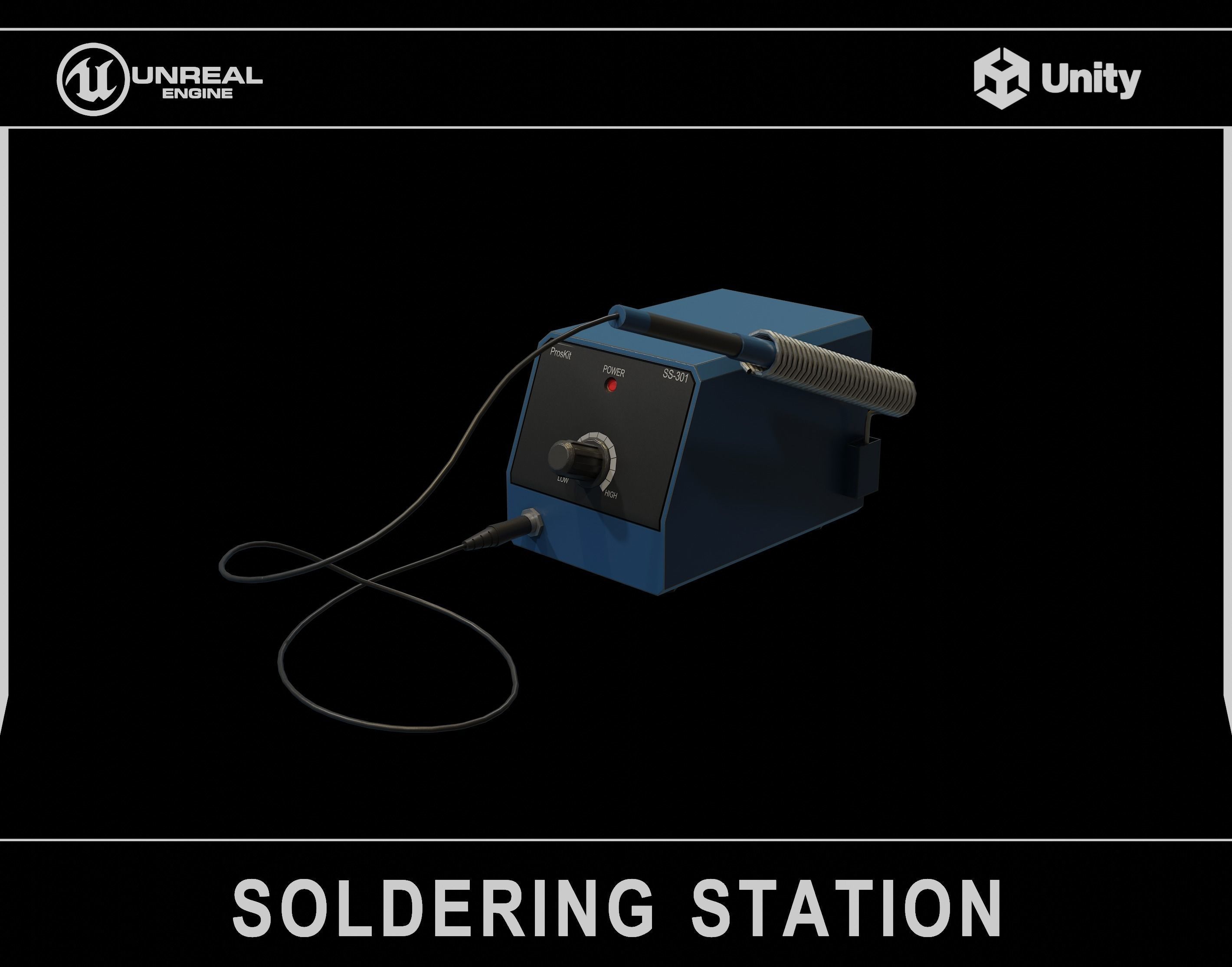 3D model Solderin Station Tool with Cable VR / AR / low-poly | CGTrader