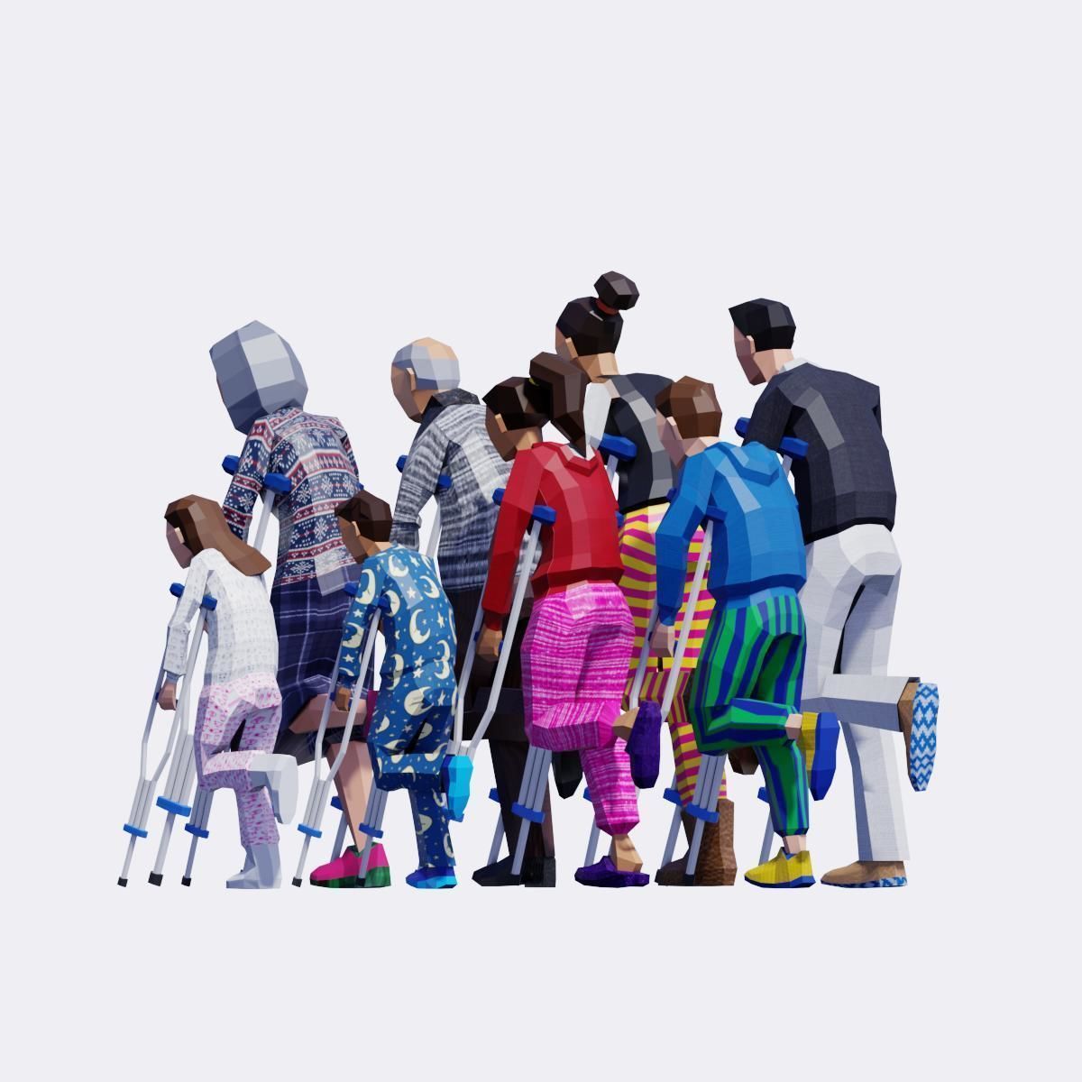 3D model Disabled People - Rigged and Animated VR / AR / low-poly ...