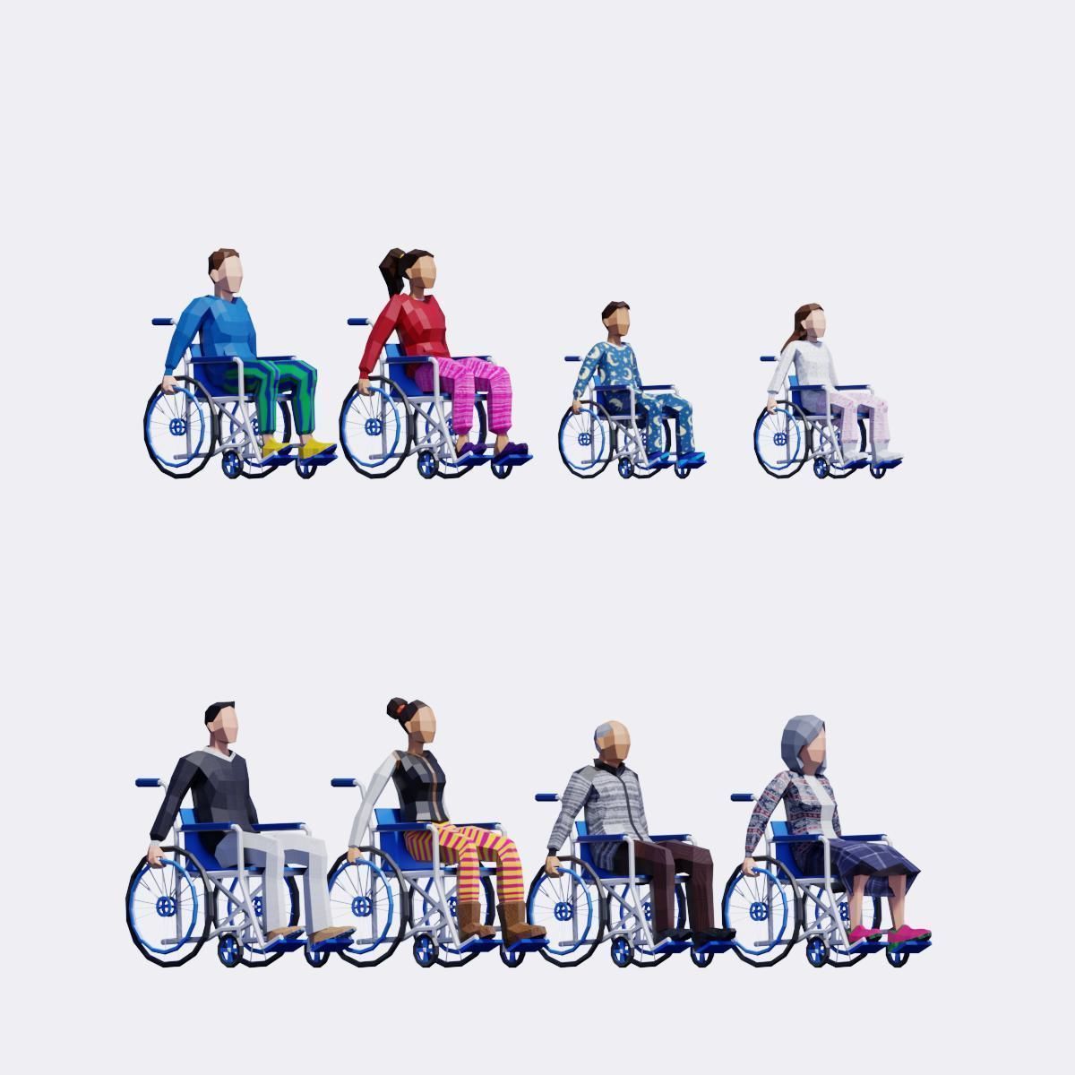 3D model Disabled People - Rigged and Animated VR / AR / low-poly ...