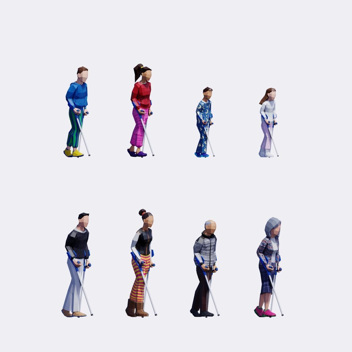 3D model Disabled People - Rigged and Animated VR / AR / low-poly ...