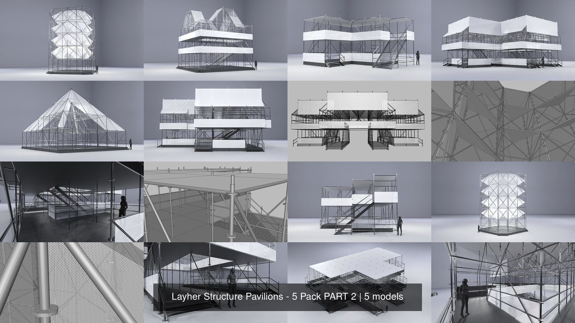 Layher Structure Pavilions - 5 Pack PART 2 3D Model Collection | CGTrader