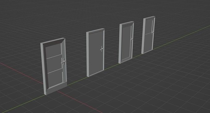 Set of 4 various doors 3D model | CGTrader