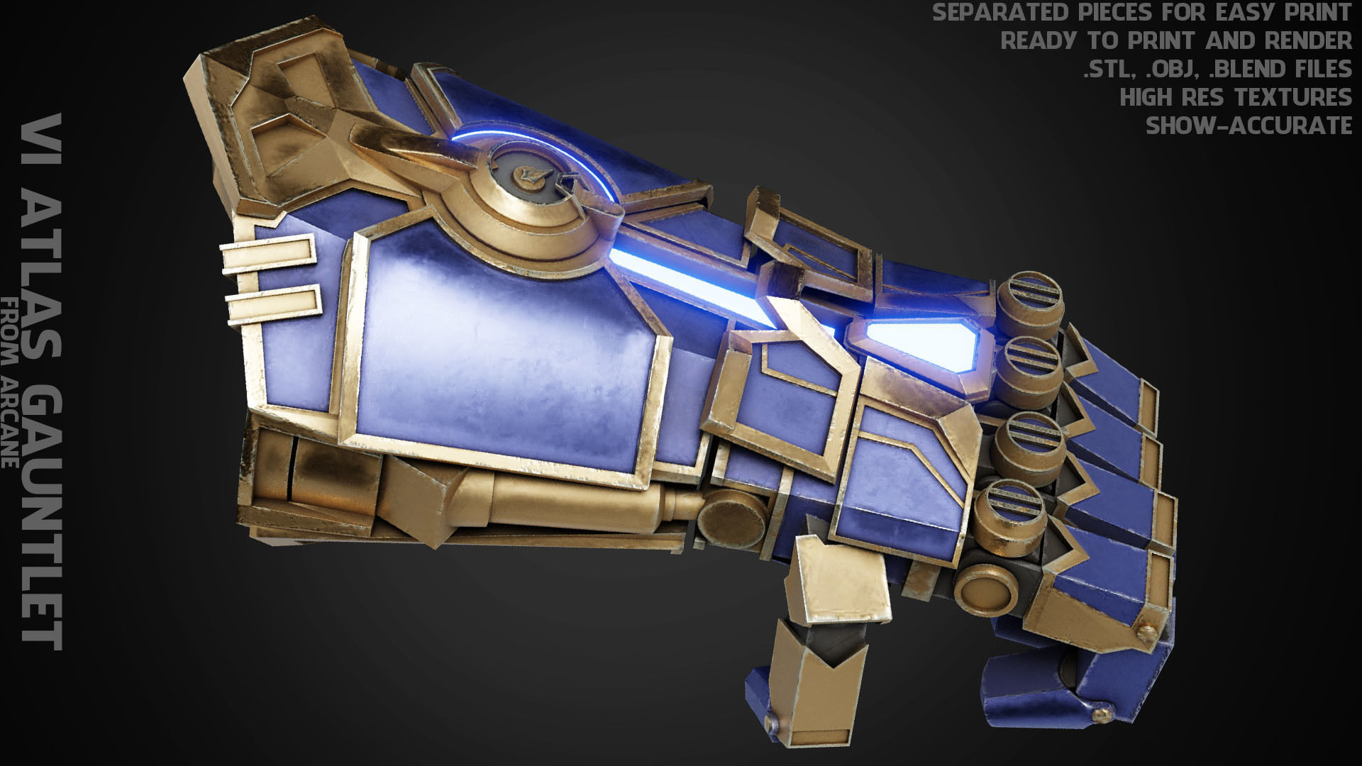 Arcane Vi Atlas Gauntlet for Cosplay 3D model 3D printable | CGTrader