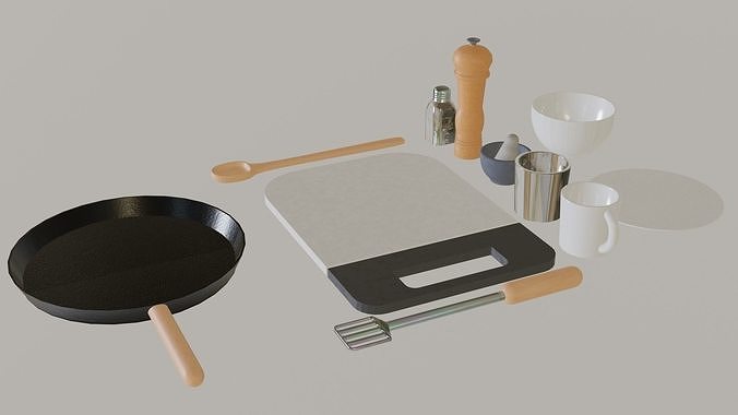Realistic kitchen items kitbash set 3D model | CGTrader