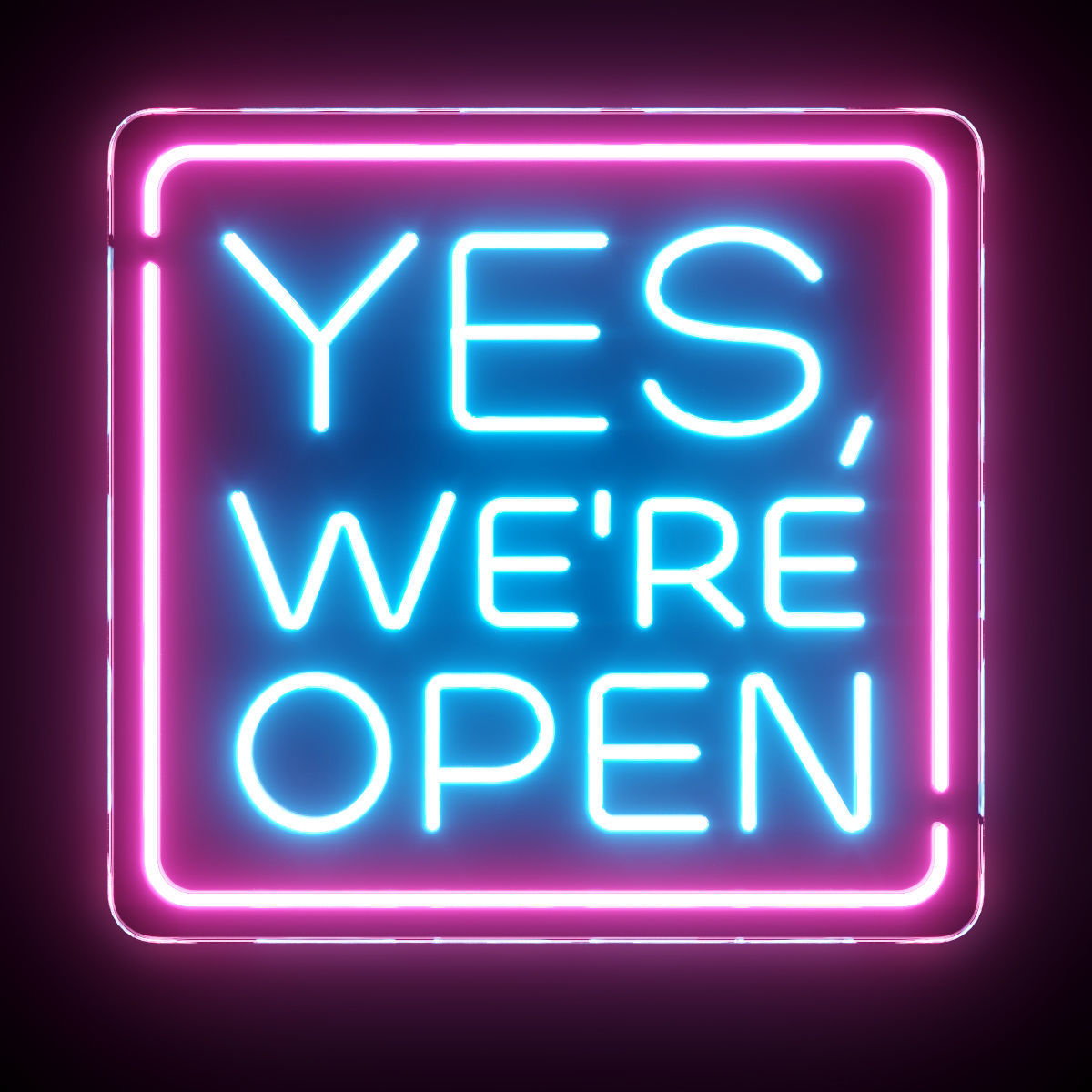 Yes Were Open Neon Sign 3D model | CGTrader