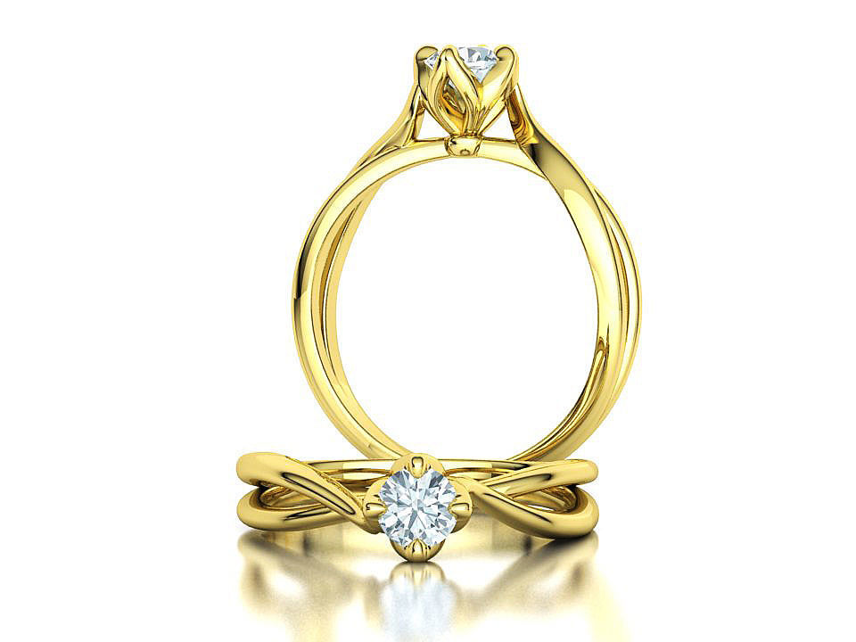 Solitaire Engagement Promise Ring Twisted Shank design 3D model 3D ...